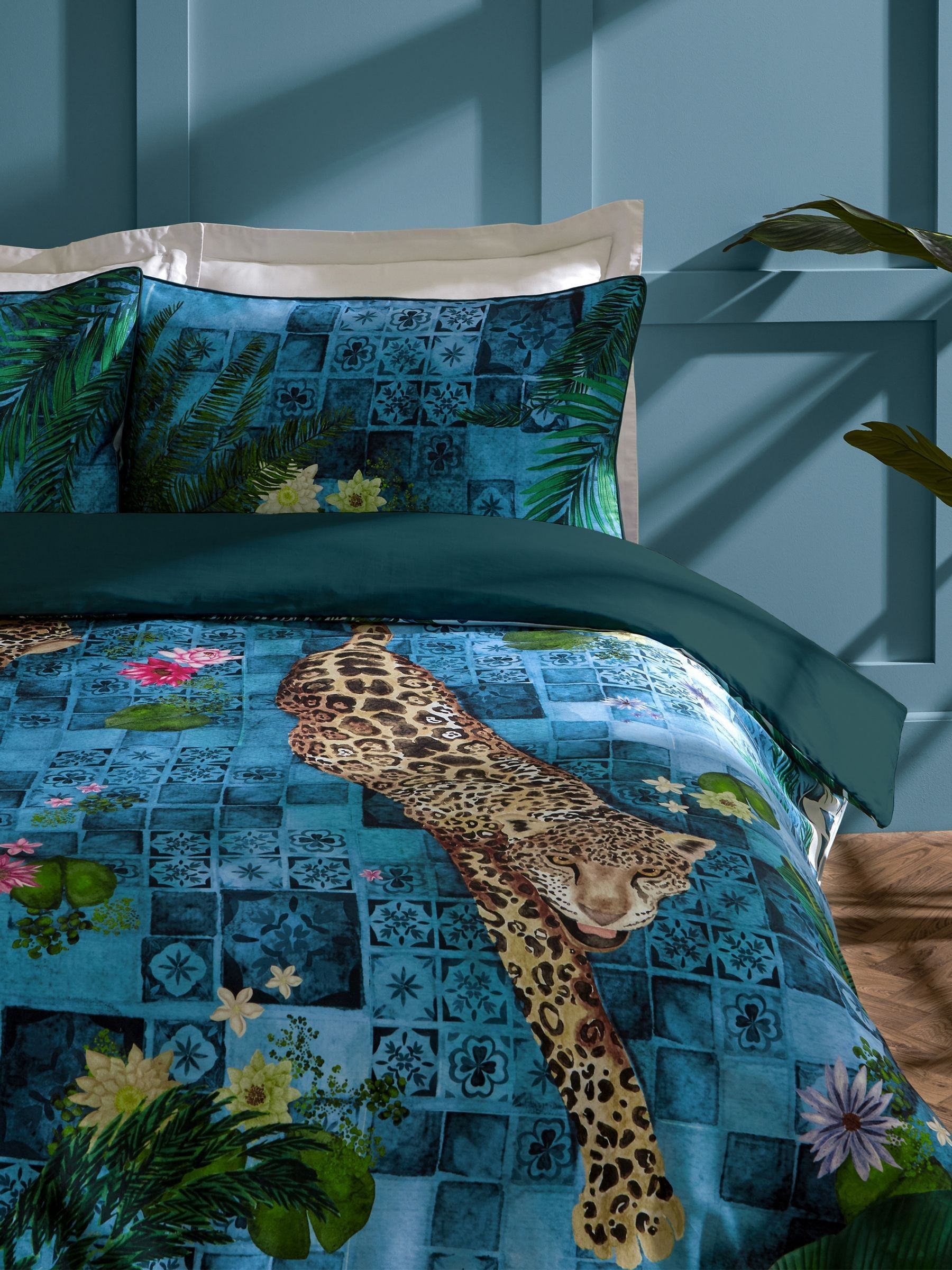 Buy Paoletti Azure Majorelle 100% Cotton Sateen Duvet Cover Set from ...