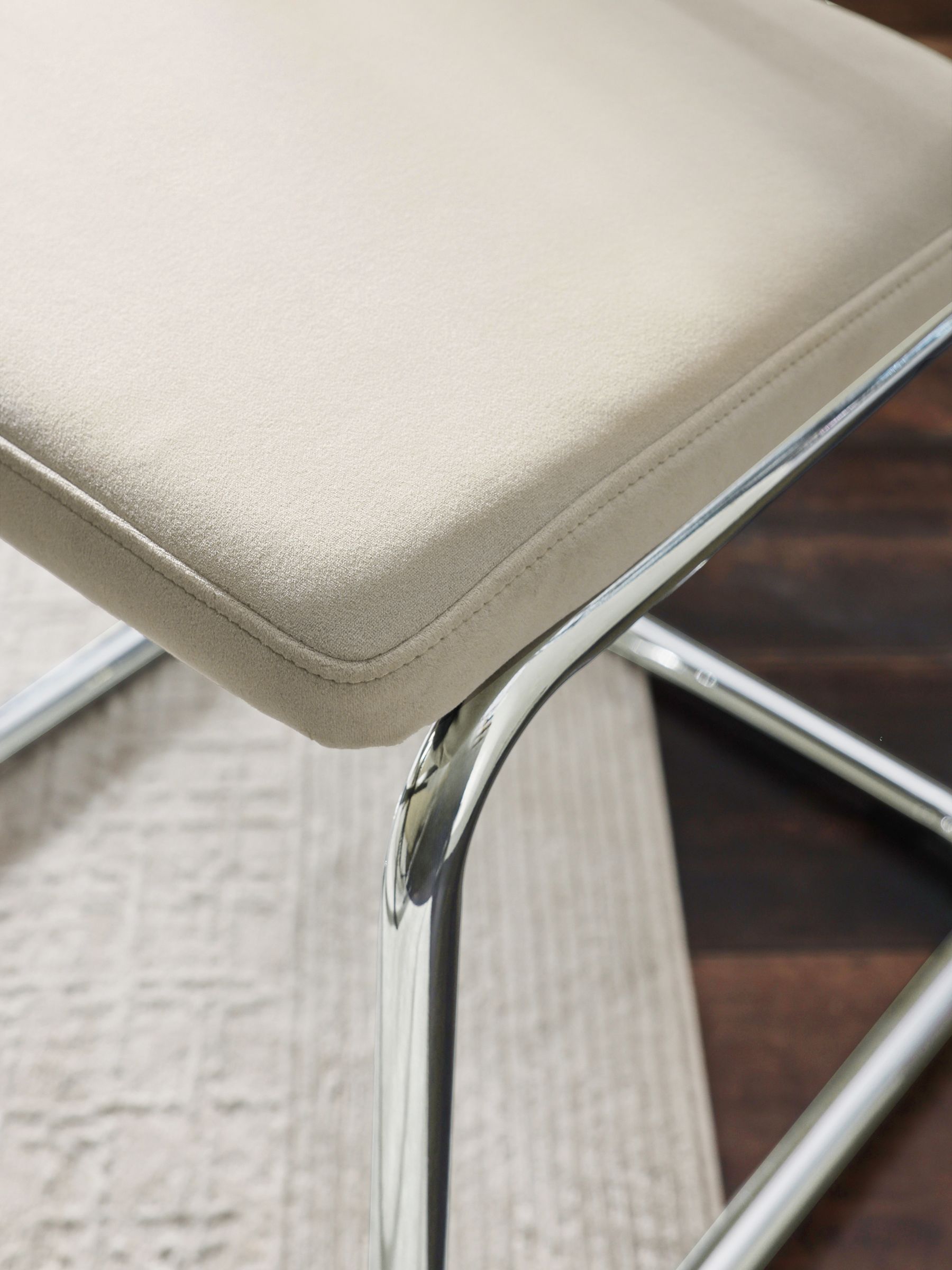 Buy Set of 2 Soft Velvet Pebble Chrome Leg Kai Dining Chairs from the ...