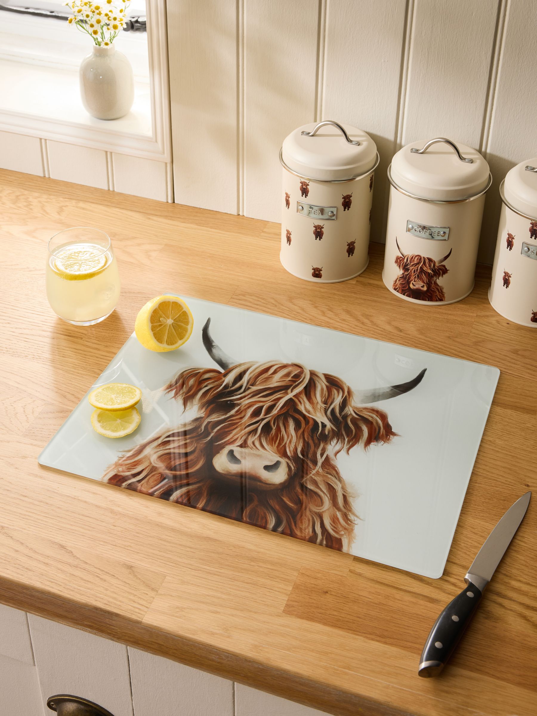 Buy Natural Hamish The Highland Cow Glass Worktop Saver from the Next ...