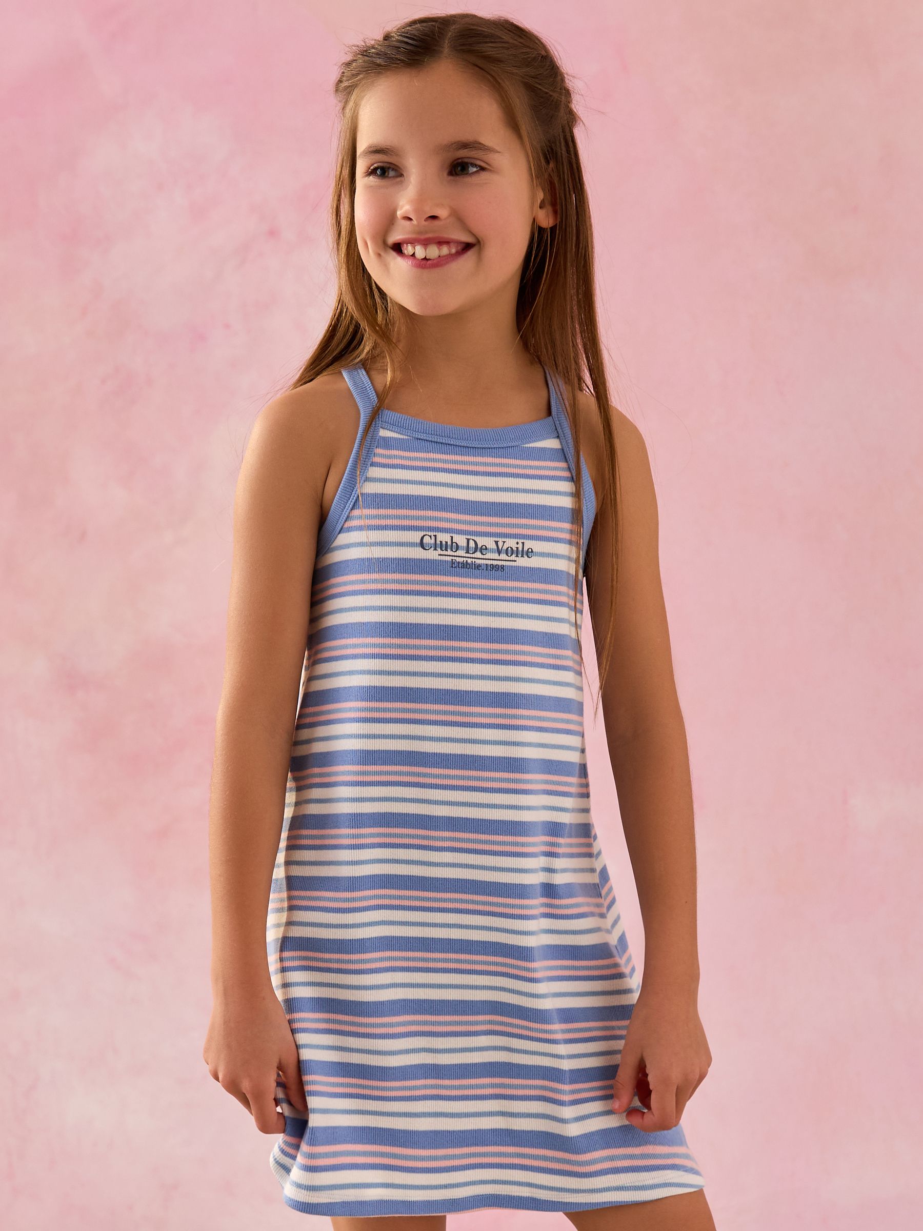 Buy Blue/Pink Stripe Rib Racer Summer Dress (3-16yrs) from the Next UK ...