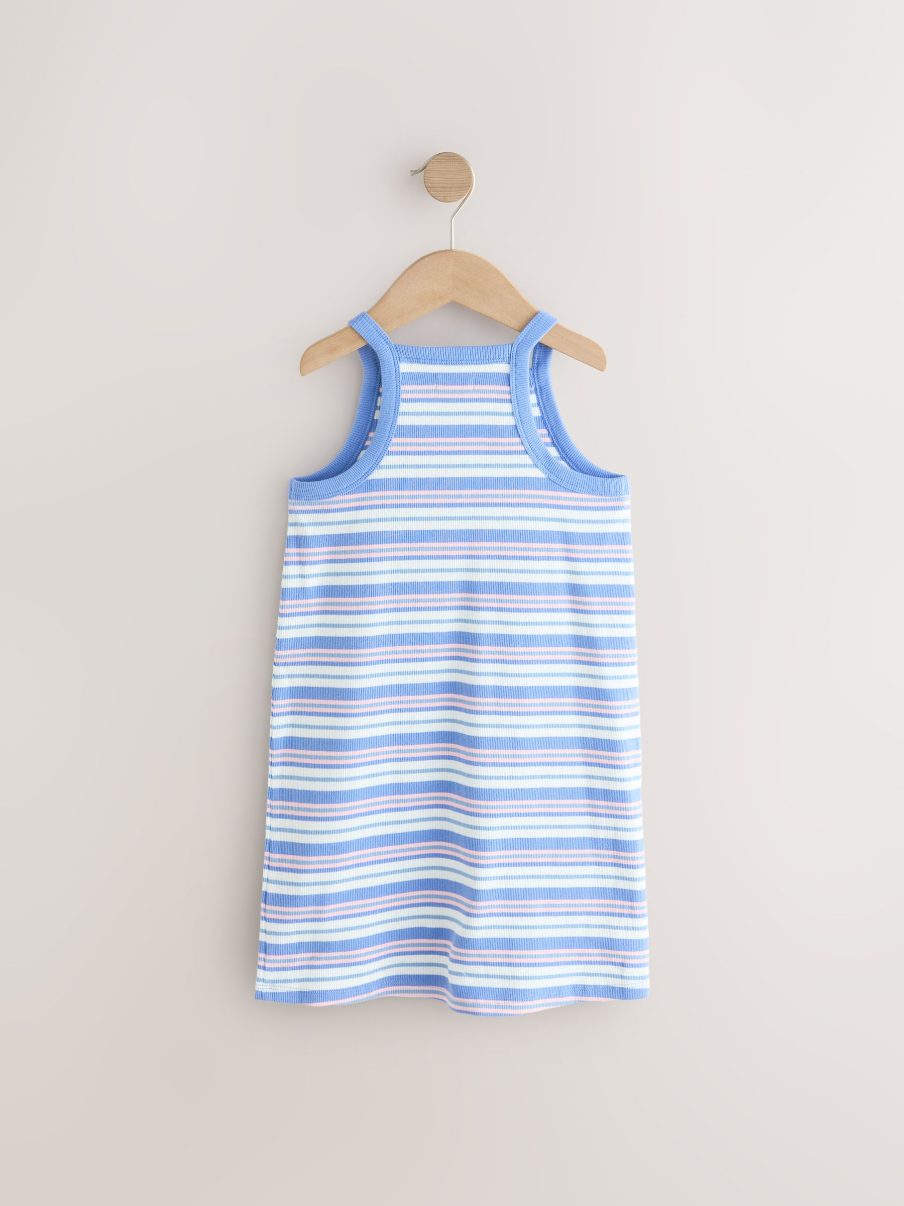 Buy Blue/Pink Stripe Rib Racer Summer Dress (3-16yrs) from the Next UK ...