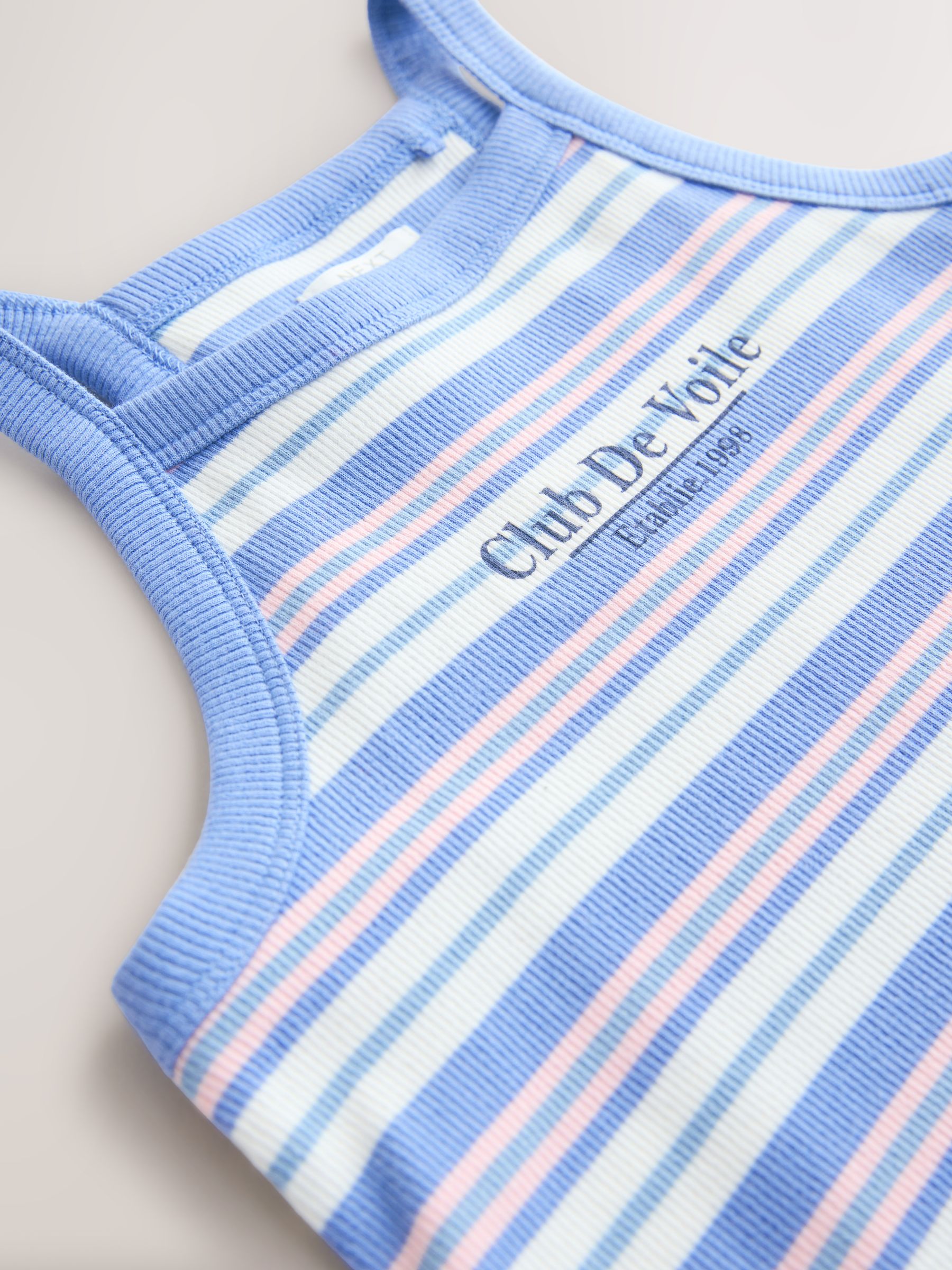 Buy Blue/Pink Stripe Rib Racer Summer Dress (3-16yrs) from the Next UK ...