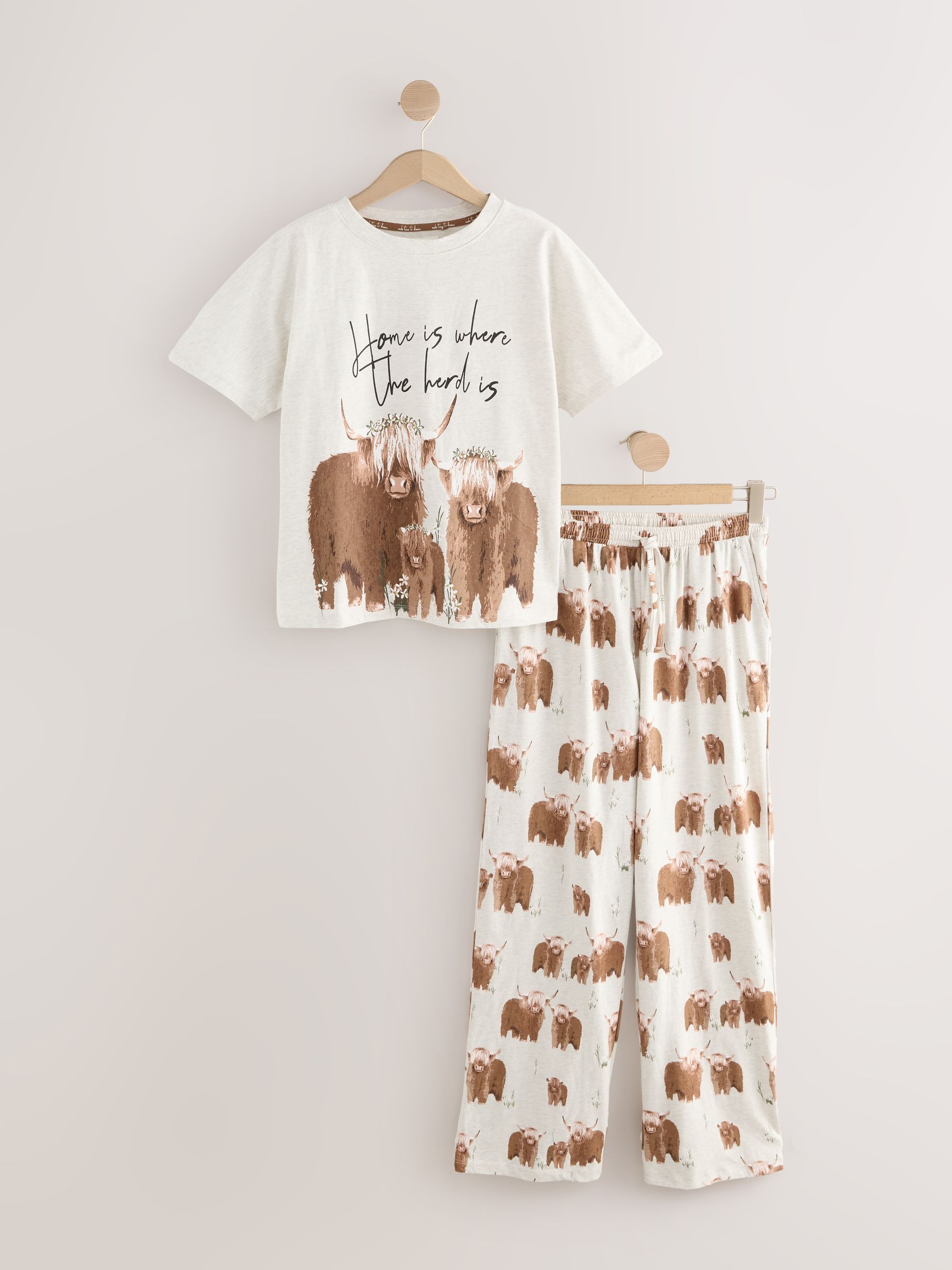Buy Neutral Hamish The Highland Cow 100% Cotton Short Sleeve Pyjamas ...