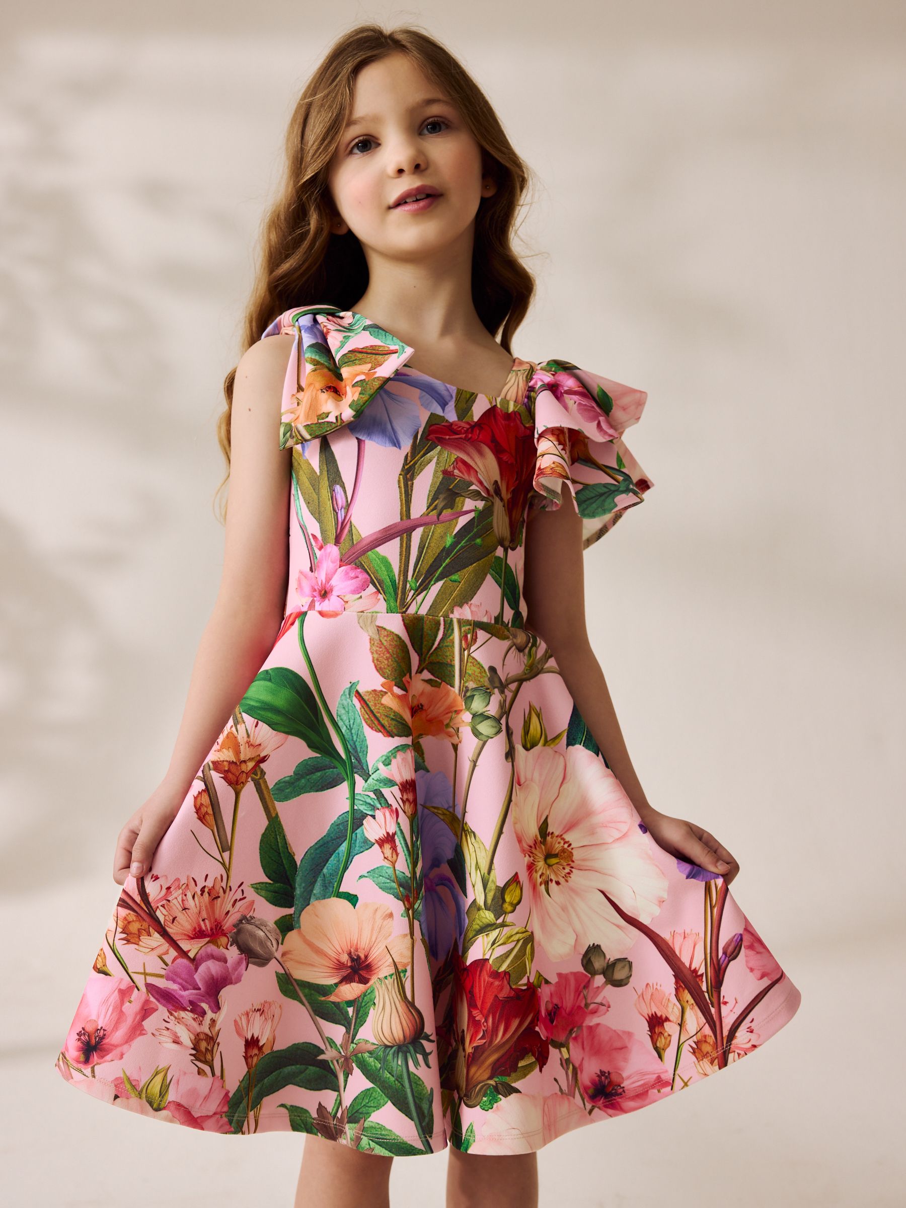 Buy Pink Floral Print Shoulder Detail Summer Dress (1.5-16yrs) from the ...