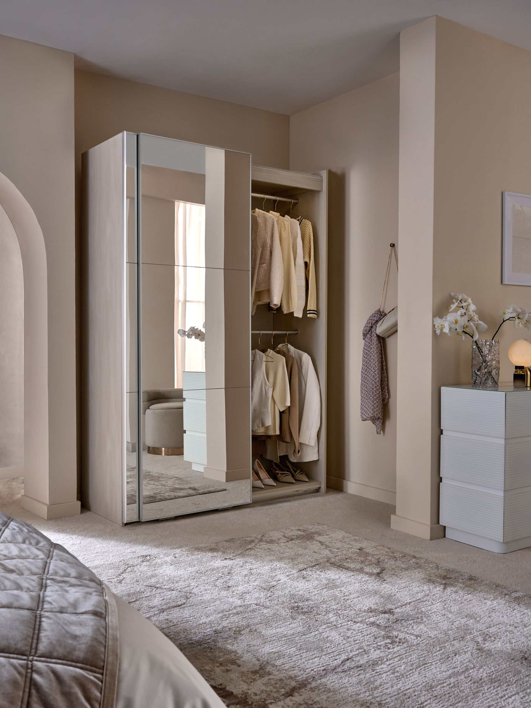 Buy Mirror Sloane Glass 1.5m Sliding Semi Fitted Wardrobe from the Next ...
