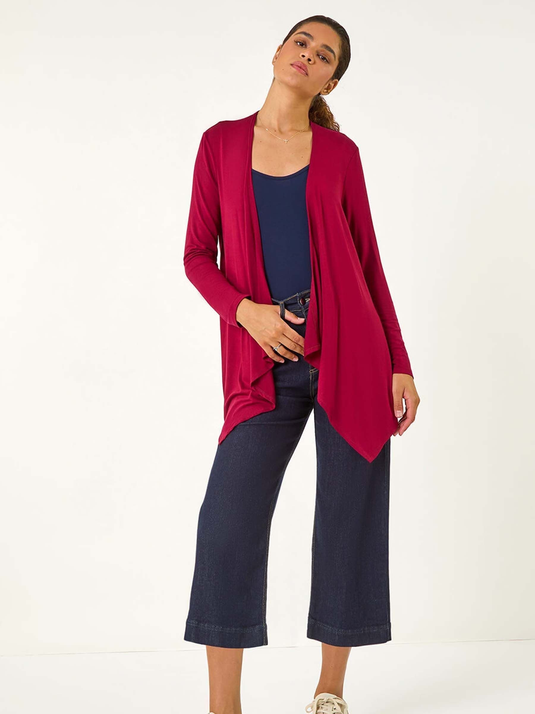 Buy Roman Red Waterfall Front Jersey Knit Cardigan from the Next UK ...
