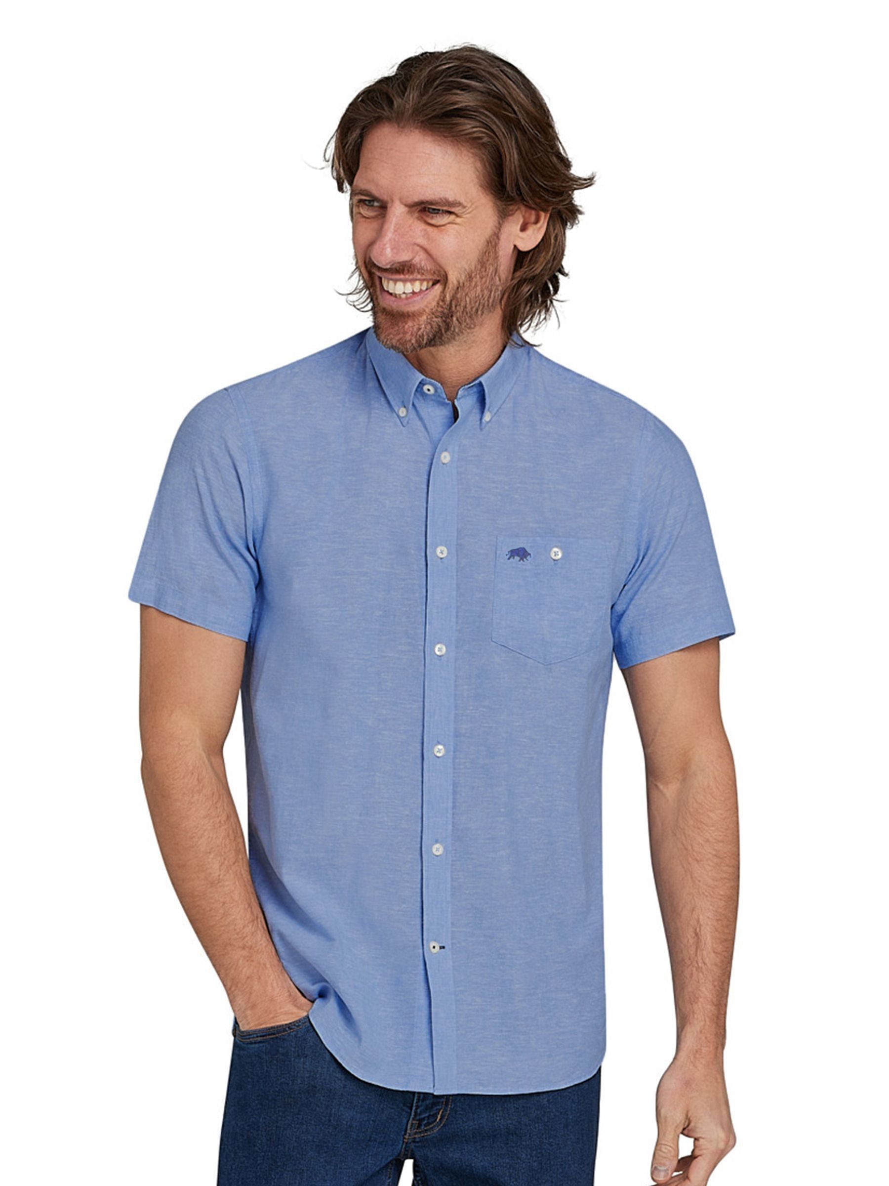 Buy Raging Bull Blue Classic Short Sleeve Oxford Shirts 2 Pack from the ...
