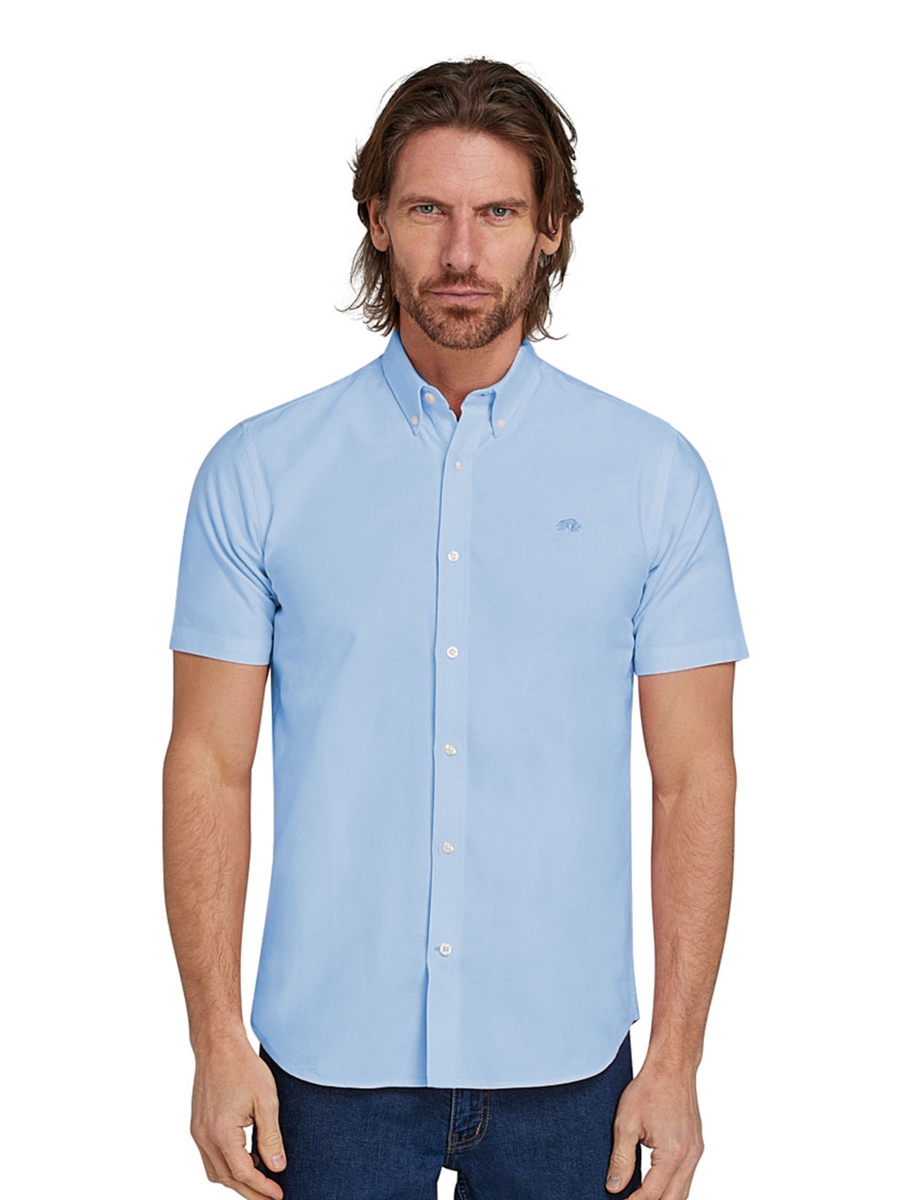 Buy Raging Bull Blue/White Classic Short Sleeve Oxford Shirts 2 Pack ...