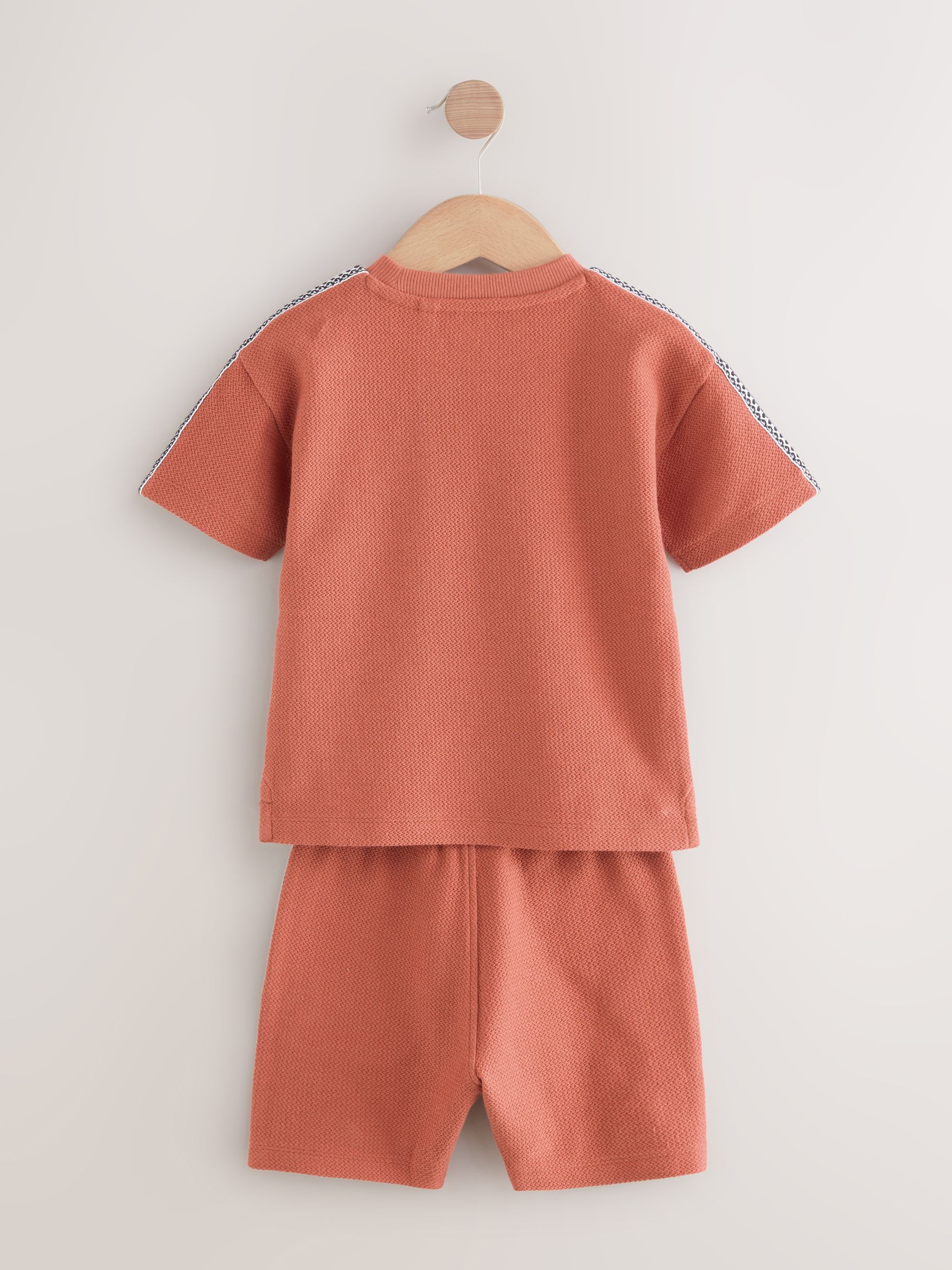 Buy Rust Brown 100% Cotton Textured Pocket Tops & Shorts Set (3mths ...