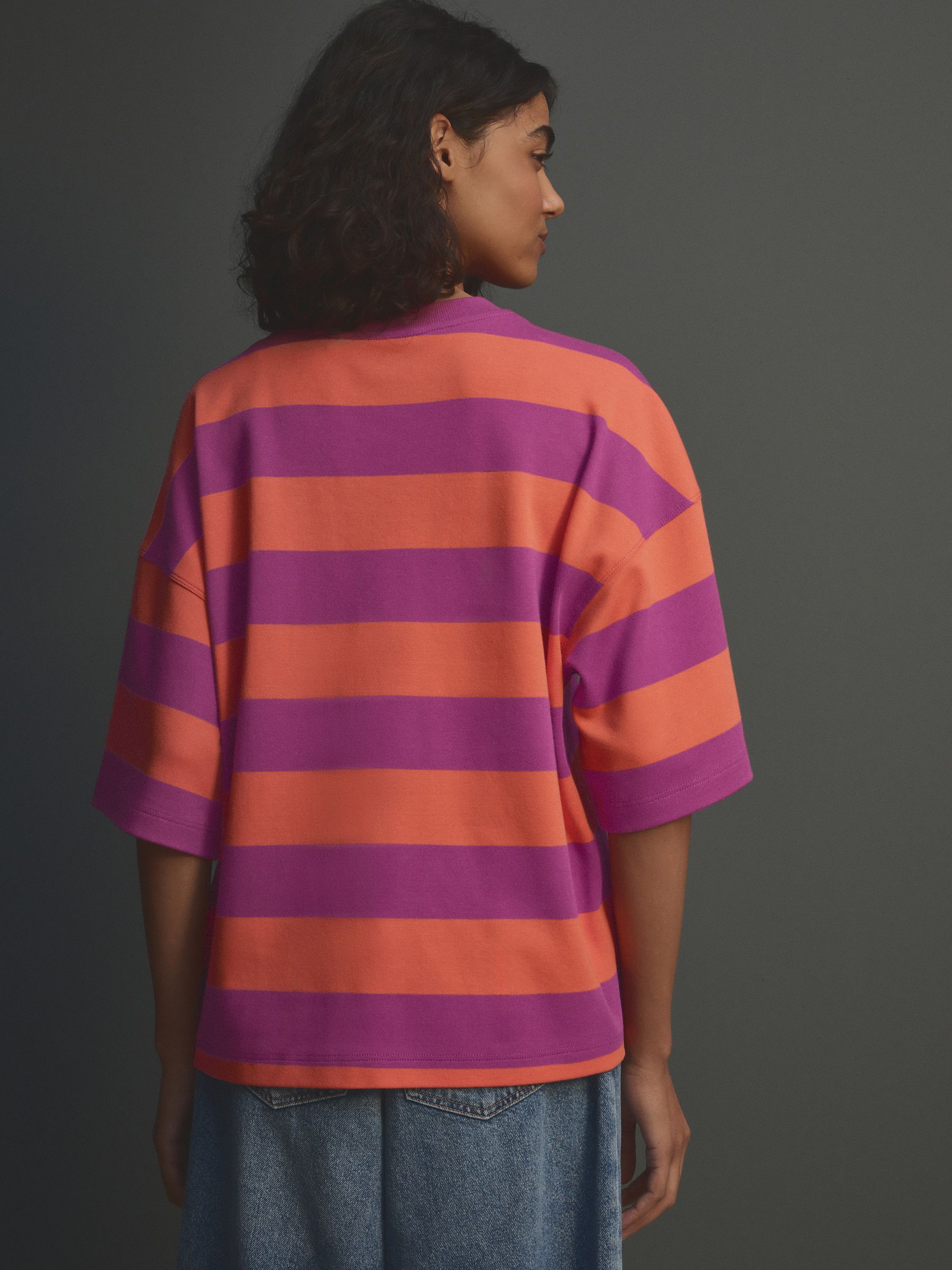 Buy Orange/Purple Oversized Relaxed Fit Boxy Heavyweight Crew Neck T ...
