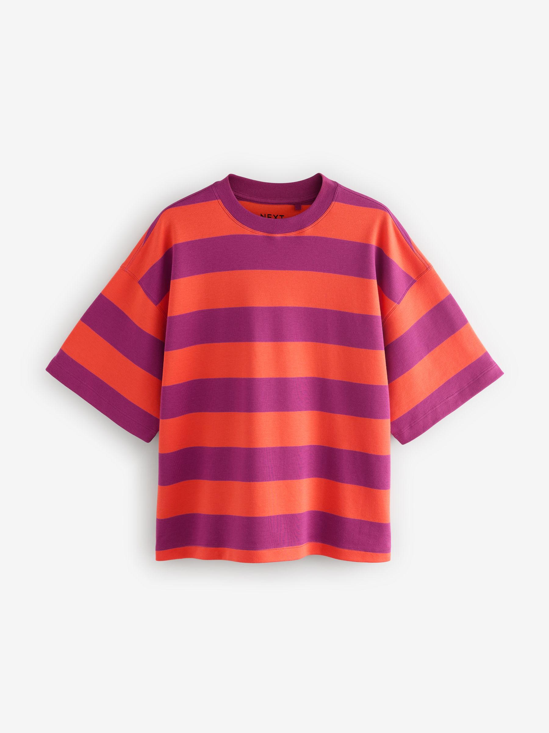 Buy Orange/Purple Oversized Relaxed Fit Boxy Heavyweight Crew Neck T ...