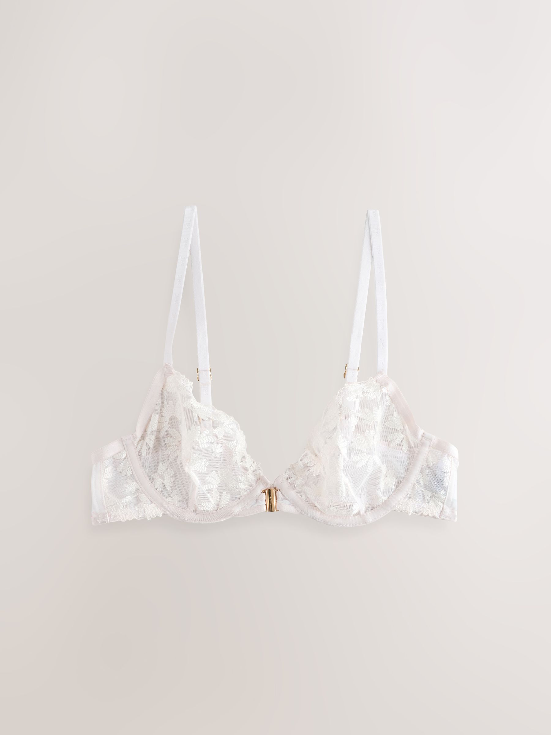 Buy self. Cream Non Pad Balcony Floral Print Lace Bra from the Next UK ...