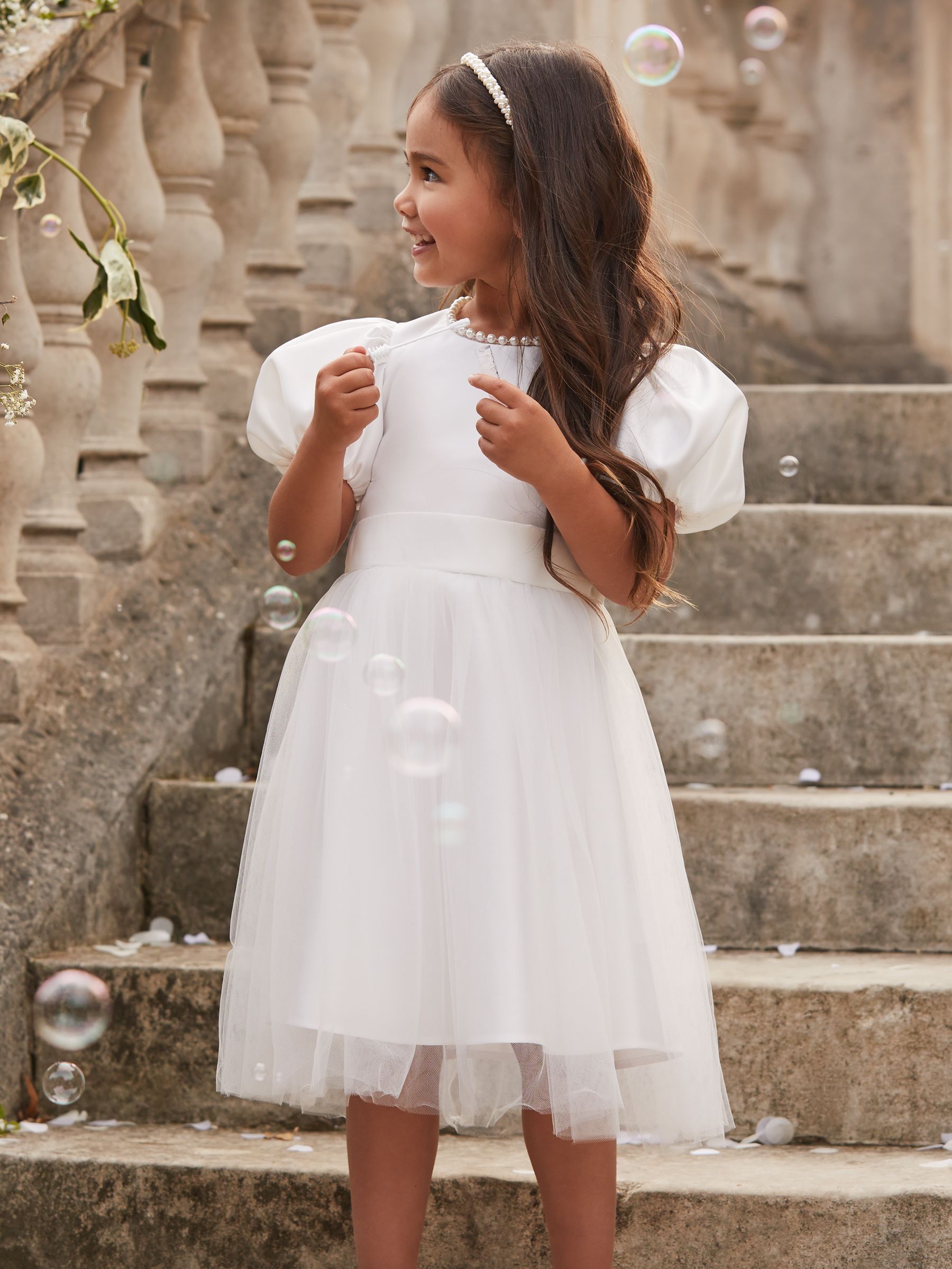 Buy Lipsy Ivory Flower Girl Puff Sleeve Occasion Dress (2-11yrs) from ...