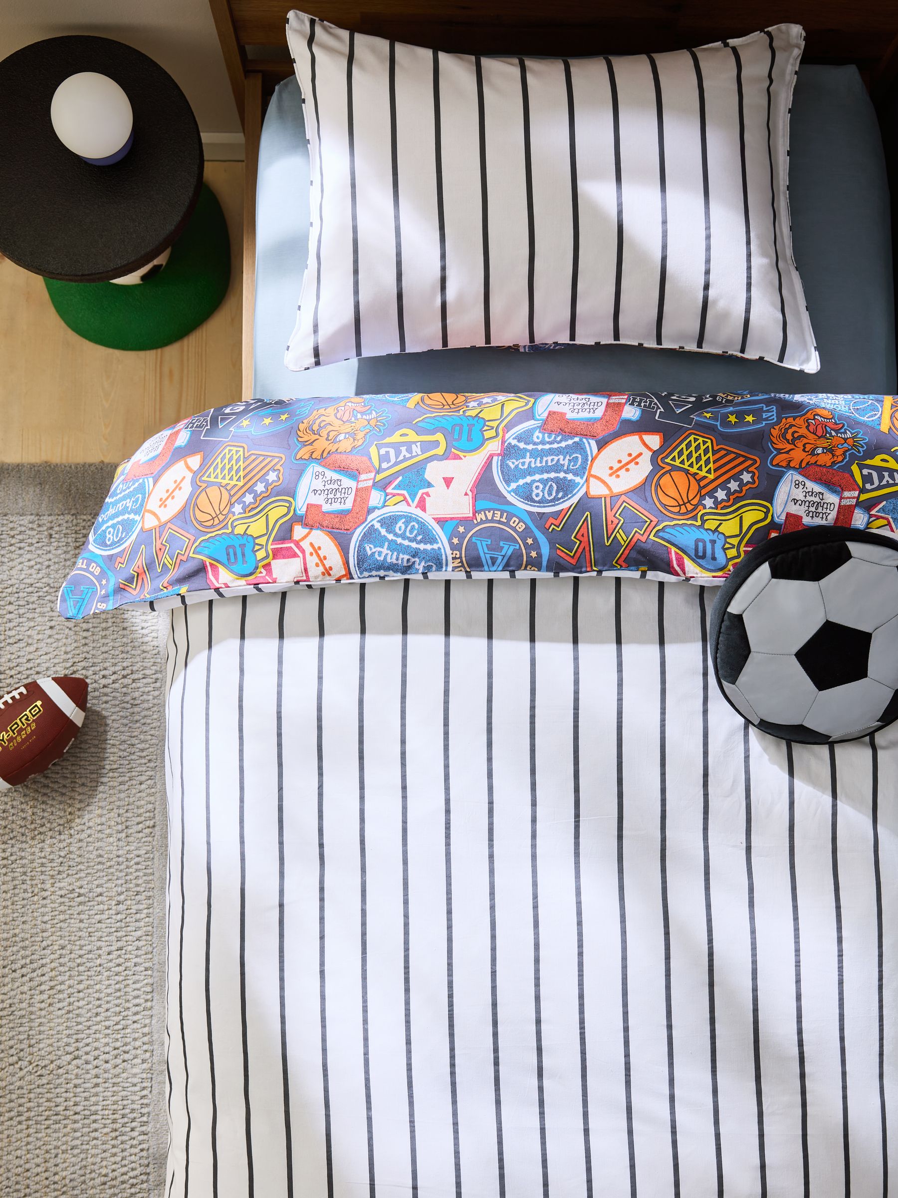 Buy Sports 100% Cotton Printed Bedding Duvet Cover and Pillowcase Set ...