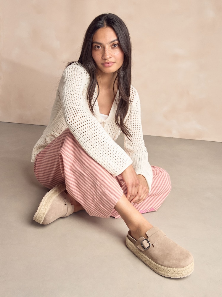 Buy Neutral Suede Round Toe Espadrille Chunky Clogs from Next Ireland