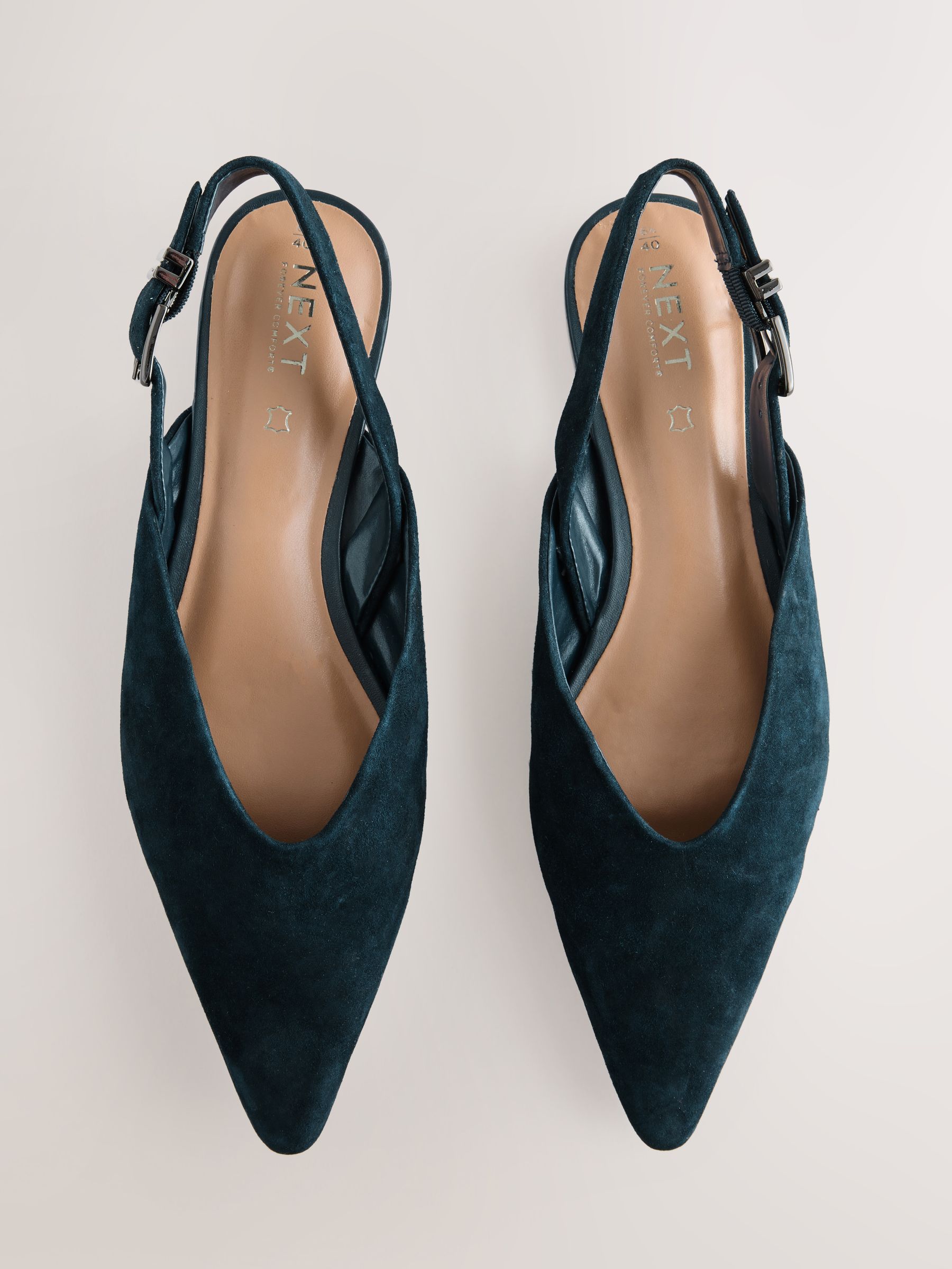 Buy Navy Forever Comfort® Leather Point Toe Buckle Slingback Shoes from ...