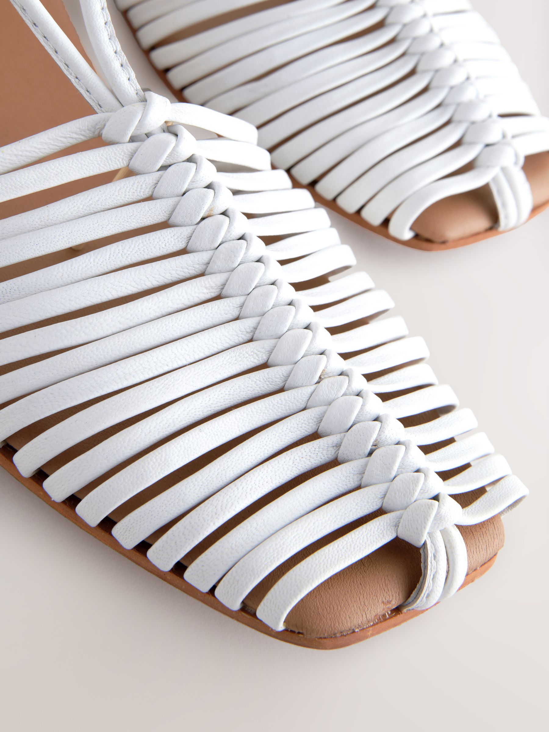 Buy White Leather Square Toe Strappy Sandals from the Next UK online shop