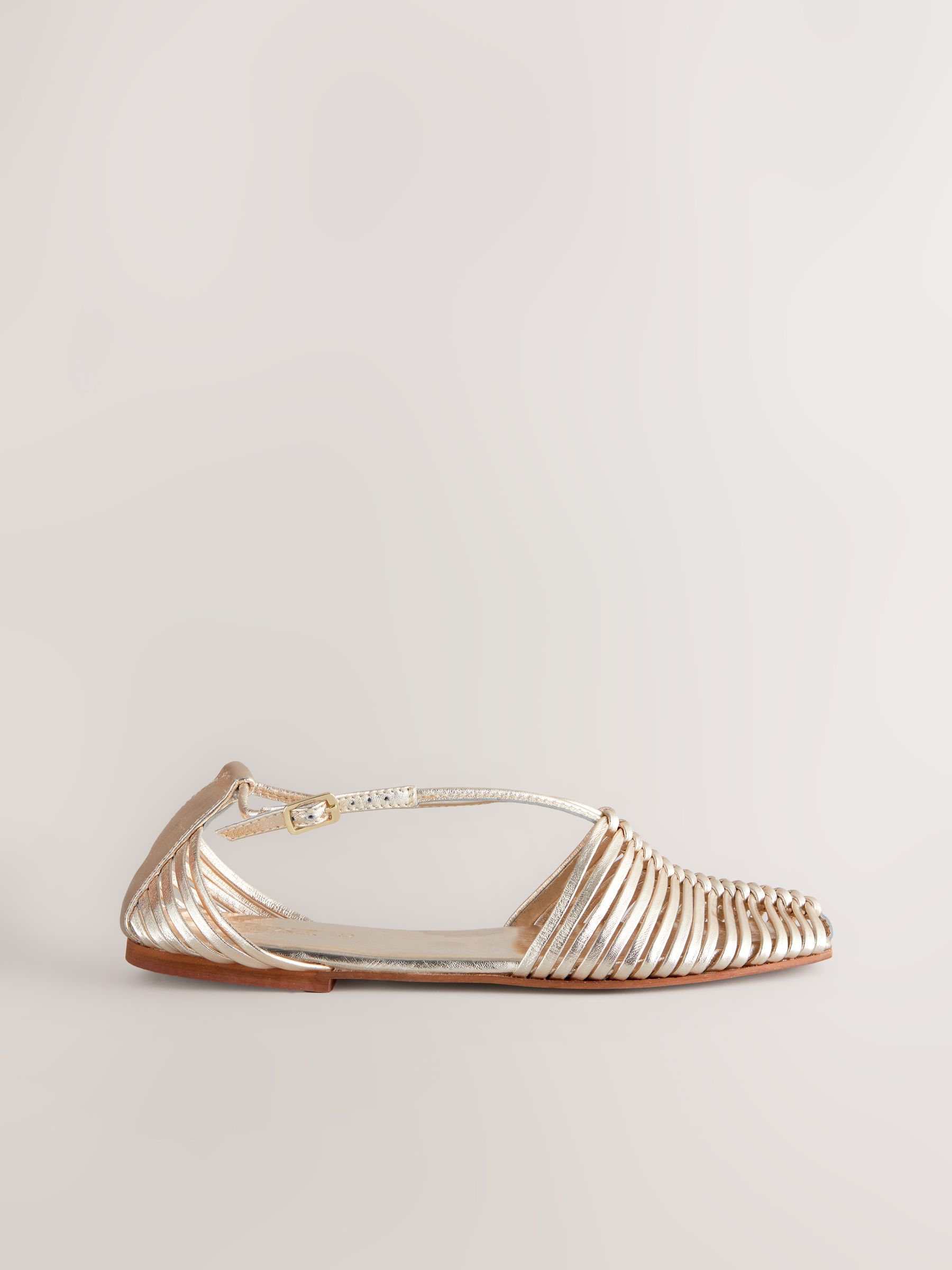 Buy Gold Leather Square Toe Strappy Sandals from the Next UK online shop