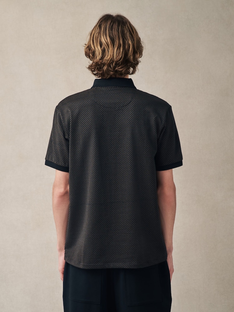 Buy Black Gold Regular Fit Smart Quarter Zip Polo Shirt from Next Singapore