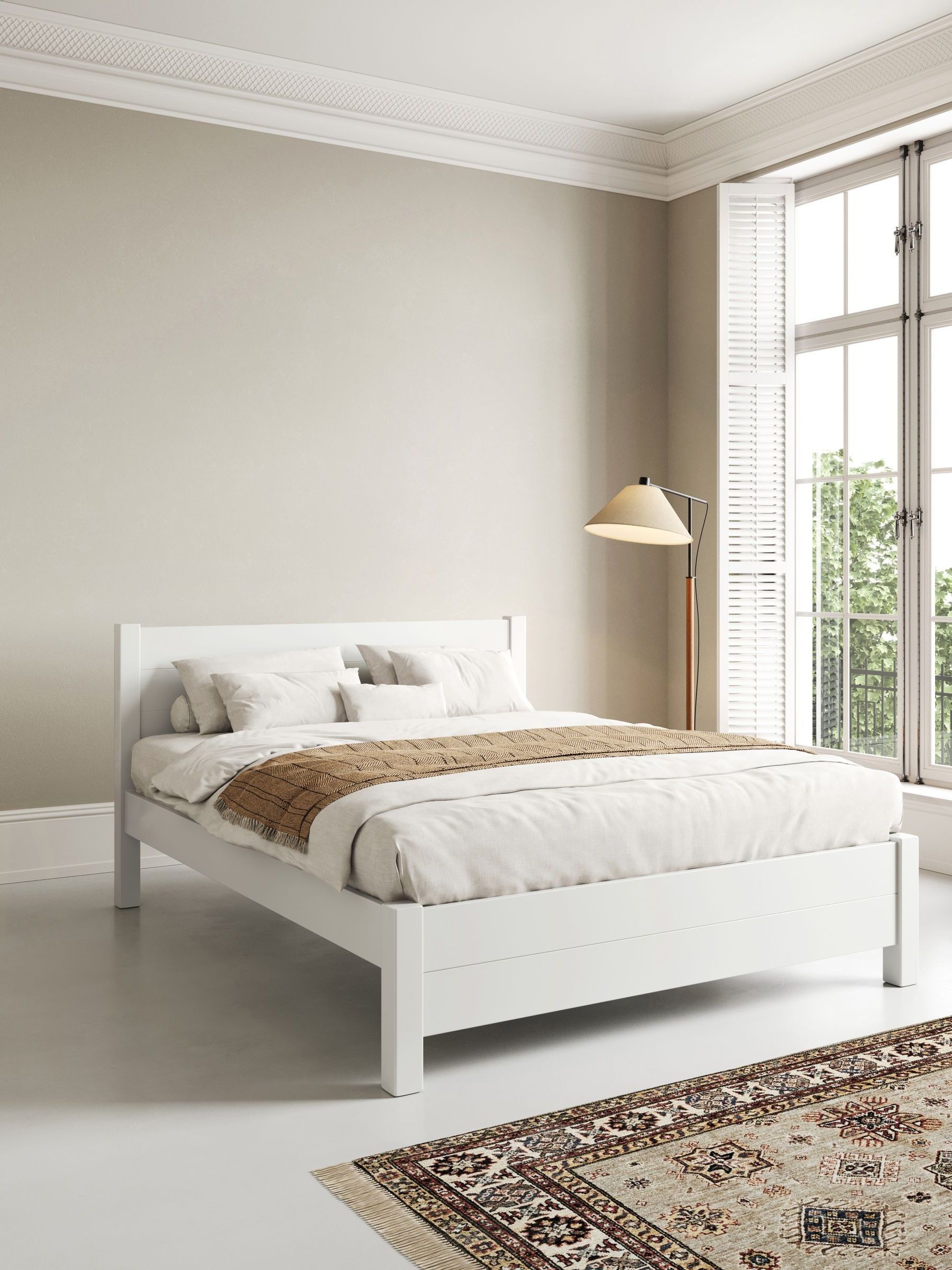 Buy Get Laid Beds White Oxford Solid Wood Square Leg Bed from the Next ...