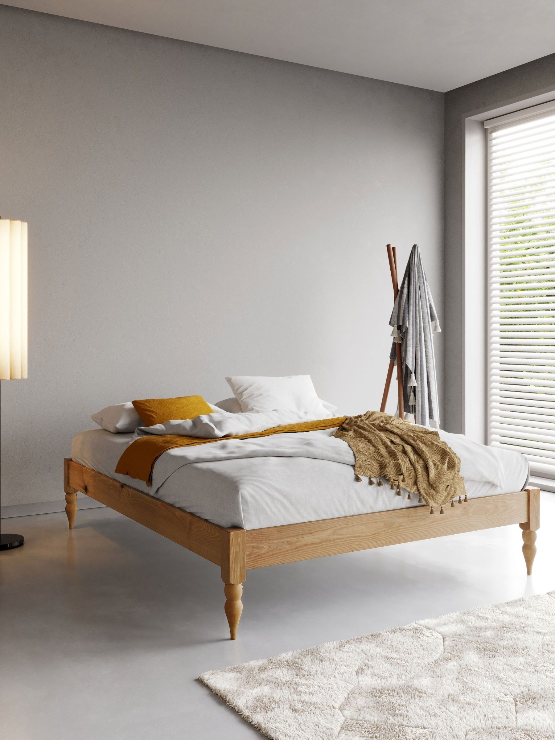 Buy Get Laid Beds Natural Platform Solid Wood Turned Leg Bed from the ...