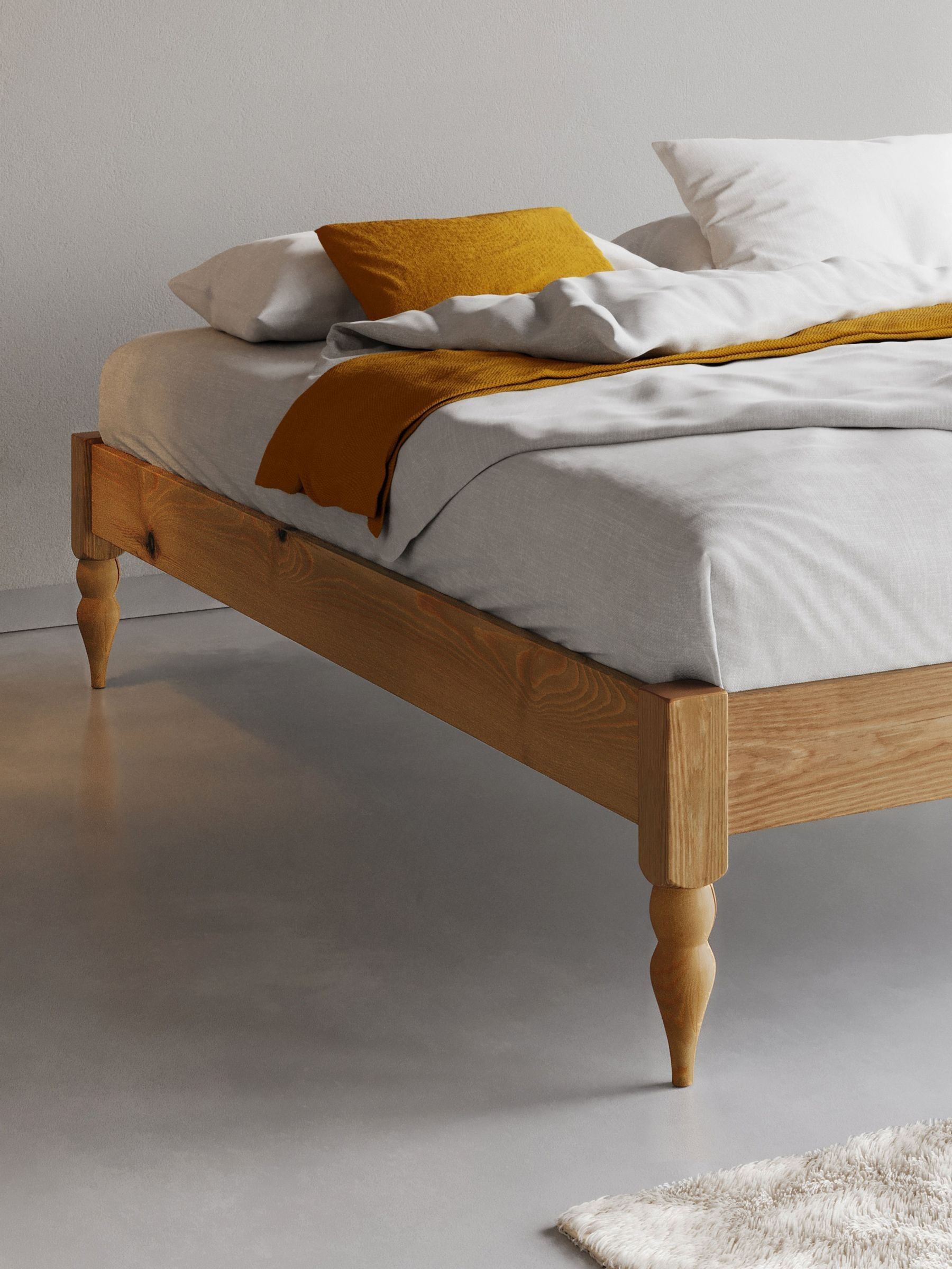 Buy Get Laid Beds Natural Platform Solid Wood Turned Leg Bed from the ...