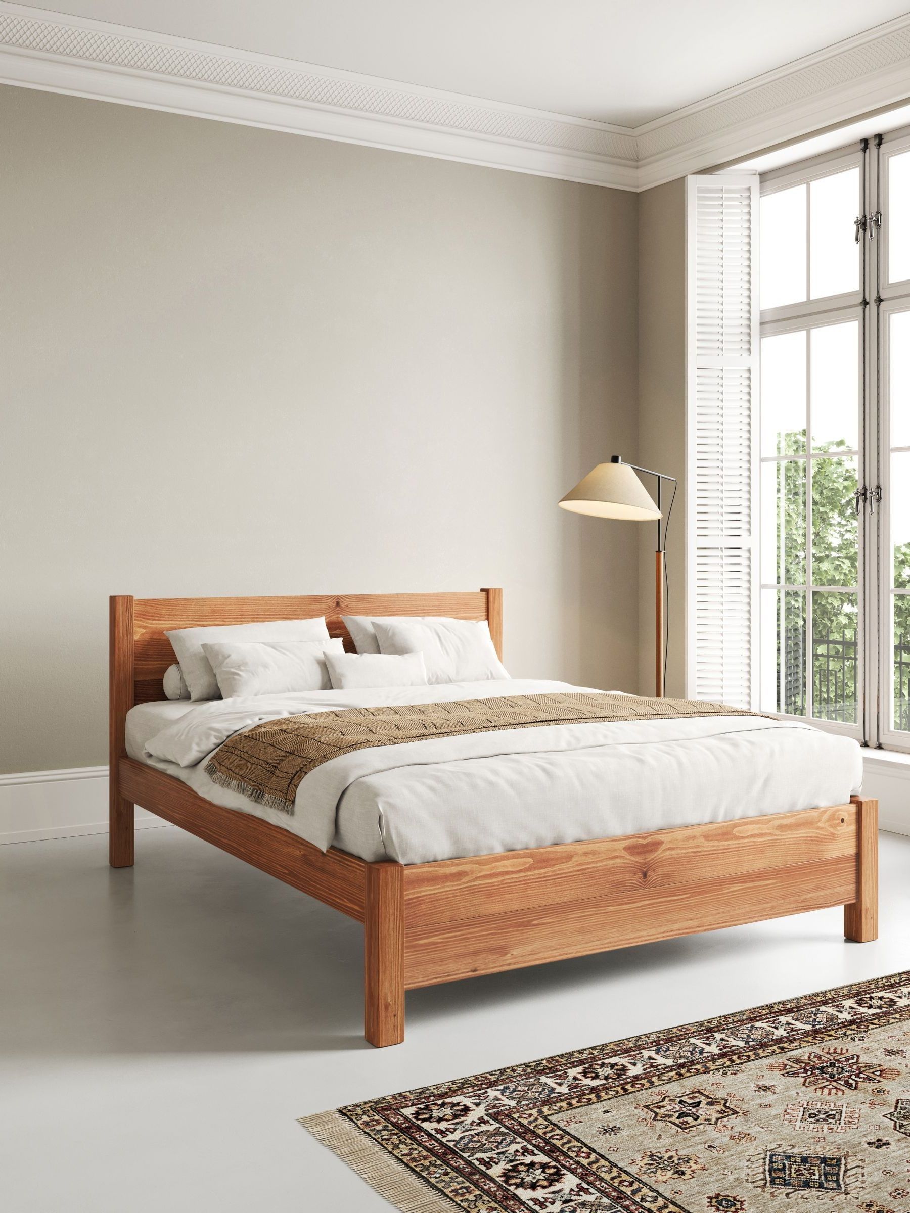 Buy Get Laid Beds Tan Brown Oxford Solid Wood Square Leg Bed from the ...