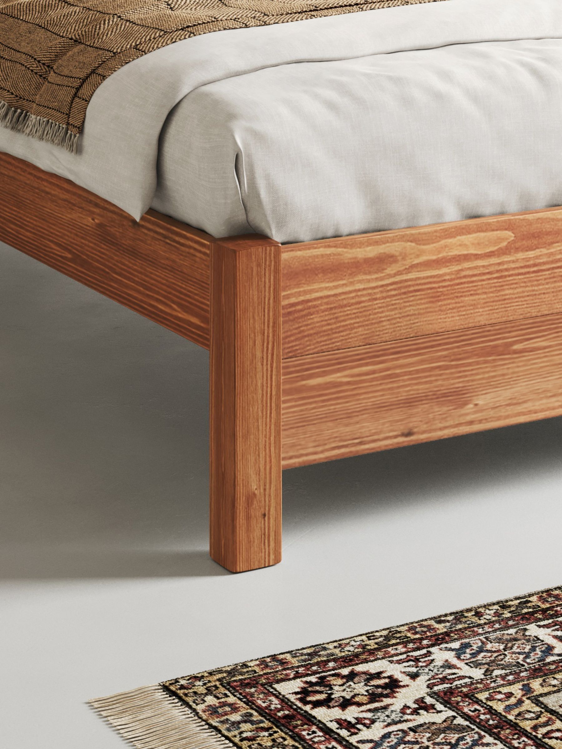 Buy Get Laid Beds Tan Brown Oxford Solid Wood Square Leg Bed from the ...