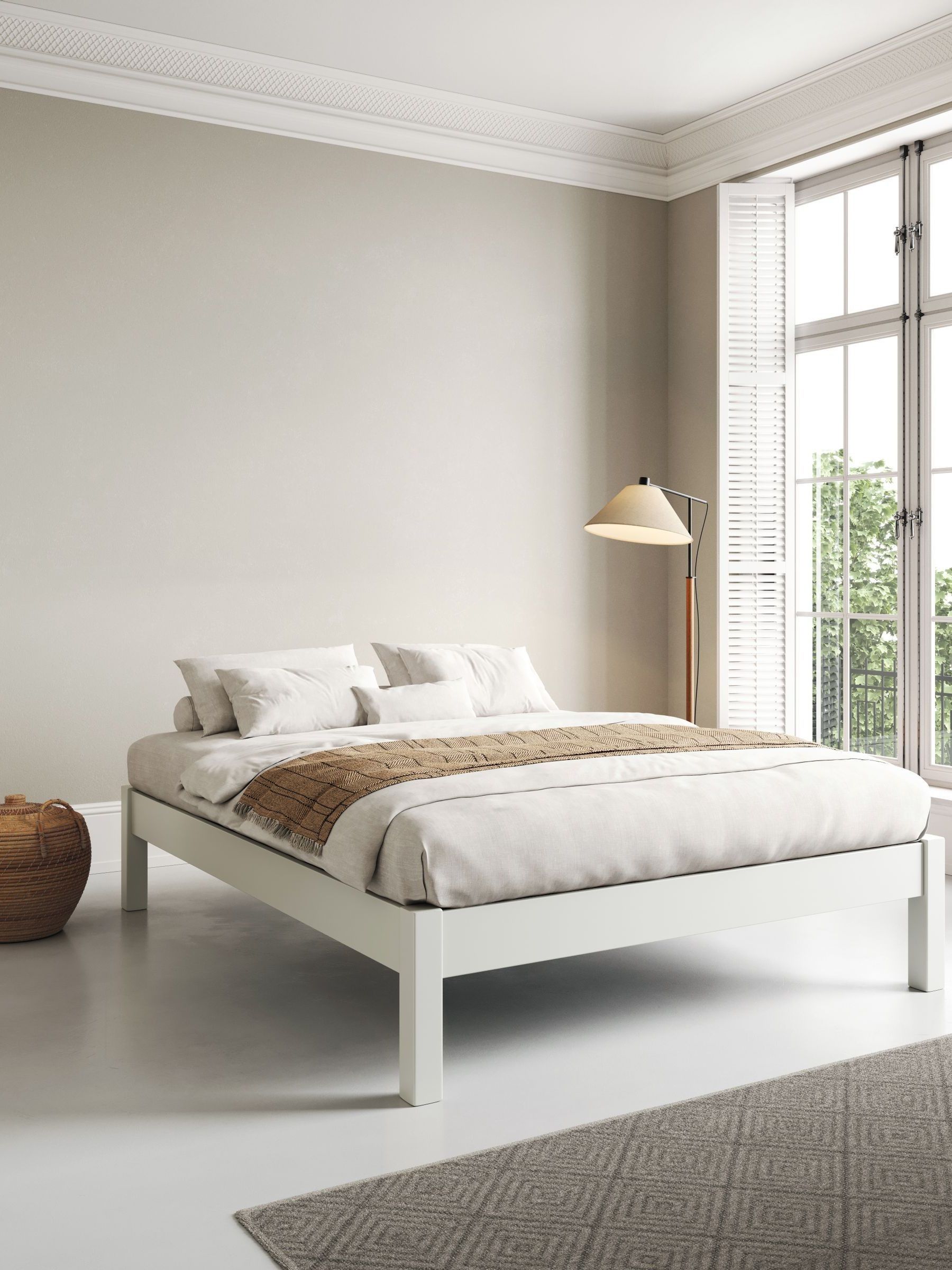 Buy Get Laid Beds White Platform Solid Wood No Headboard Square Leg Bed from the Next UK online shop