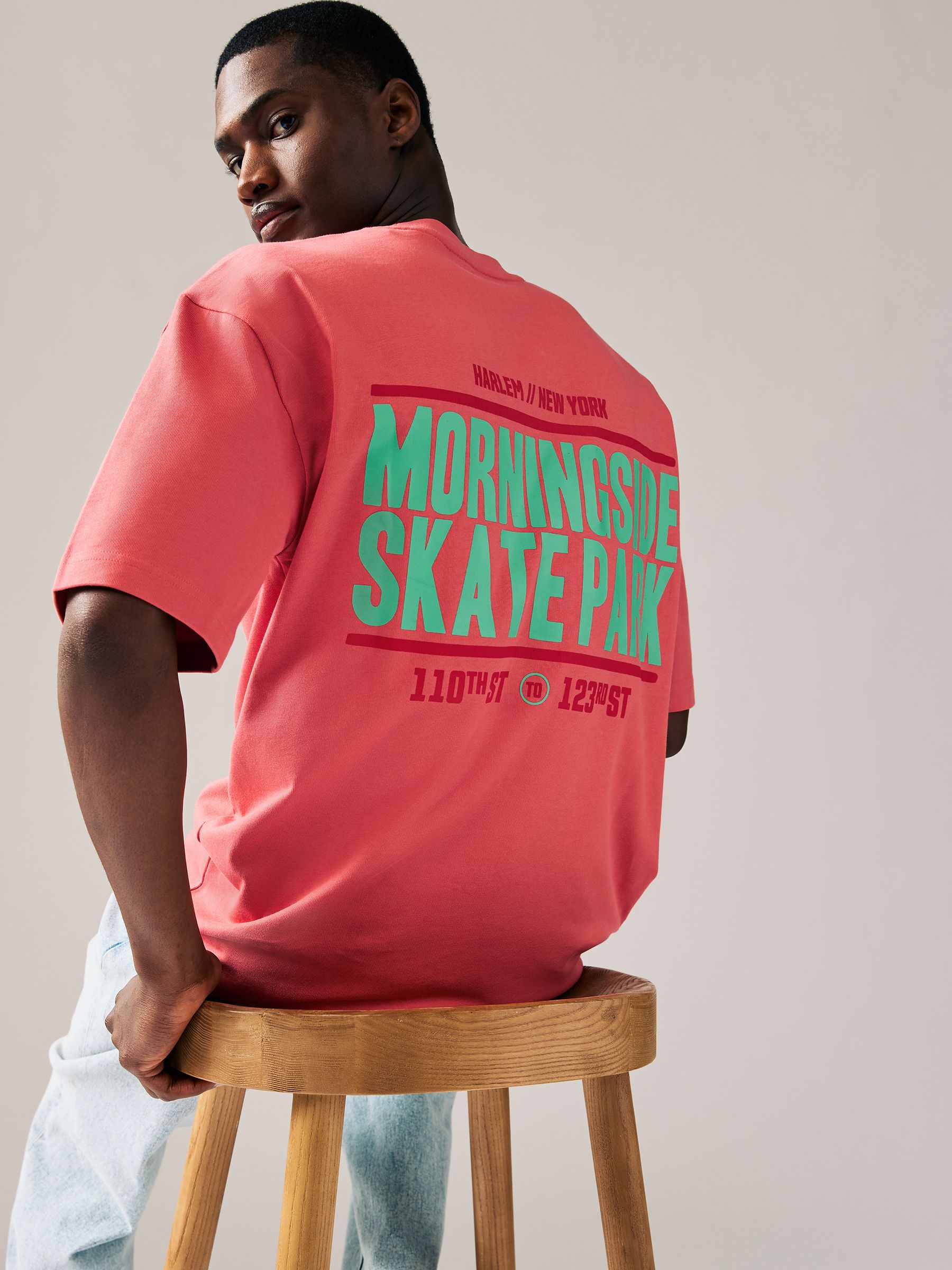 Buy Pink Relaxed Fit Graphic Print Heavy Weight T-Shirt from the Next ...