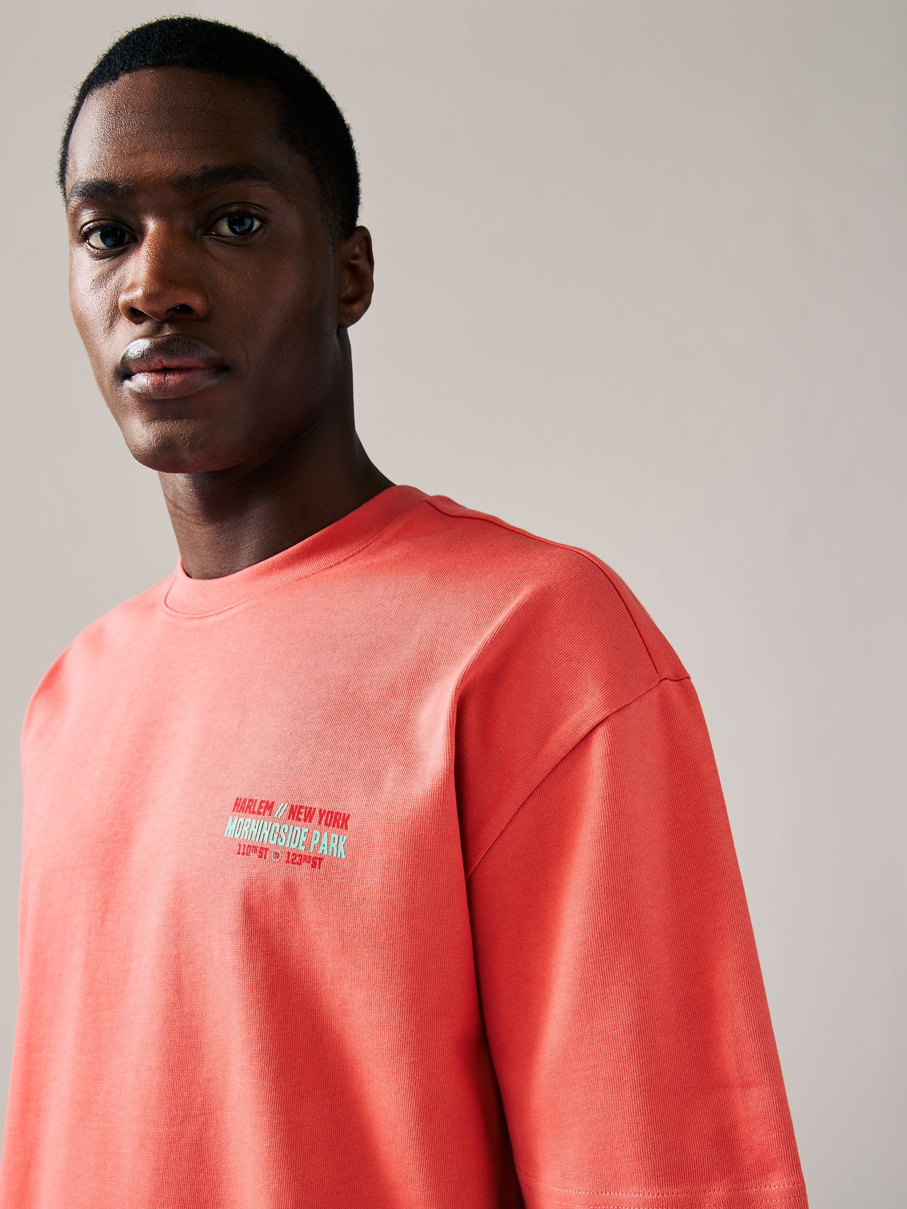 Buy Pink Relaxed Fit Graphic Print Heavy Weight T-Shirt from the Next ...