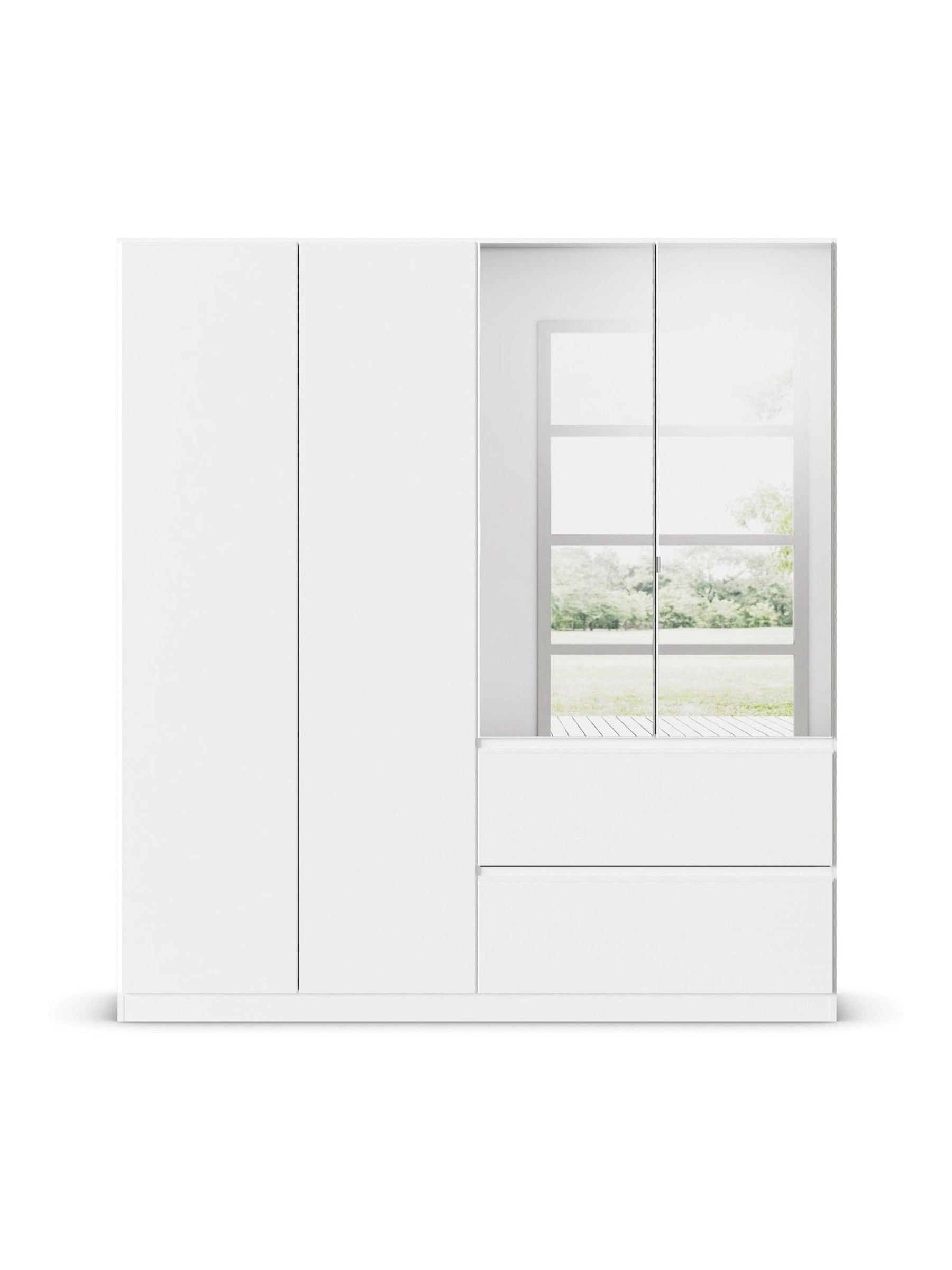 Buy Rauch White Fosta Wood and Mirror Semi Fitted 4 Door Wardrobe from ...