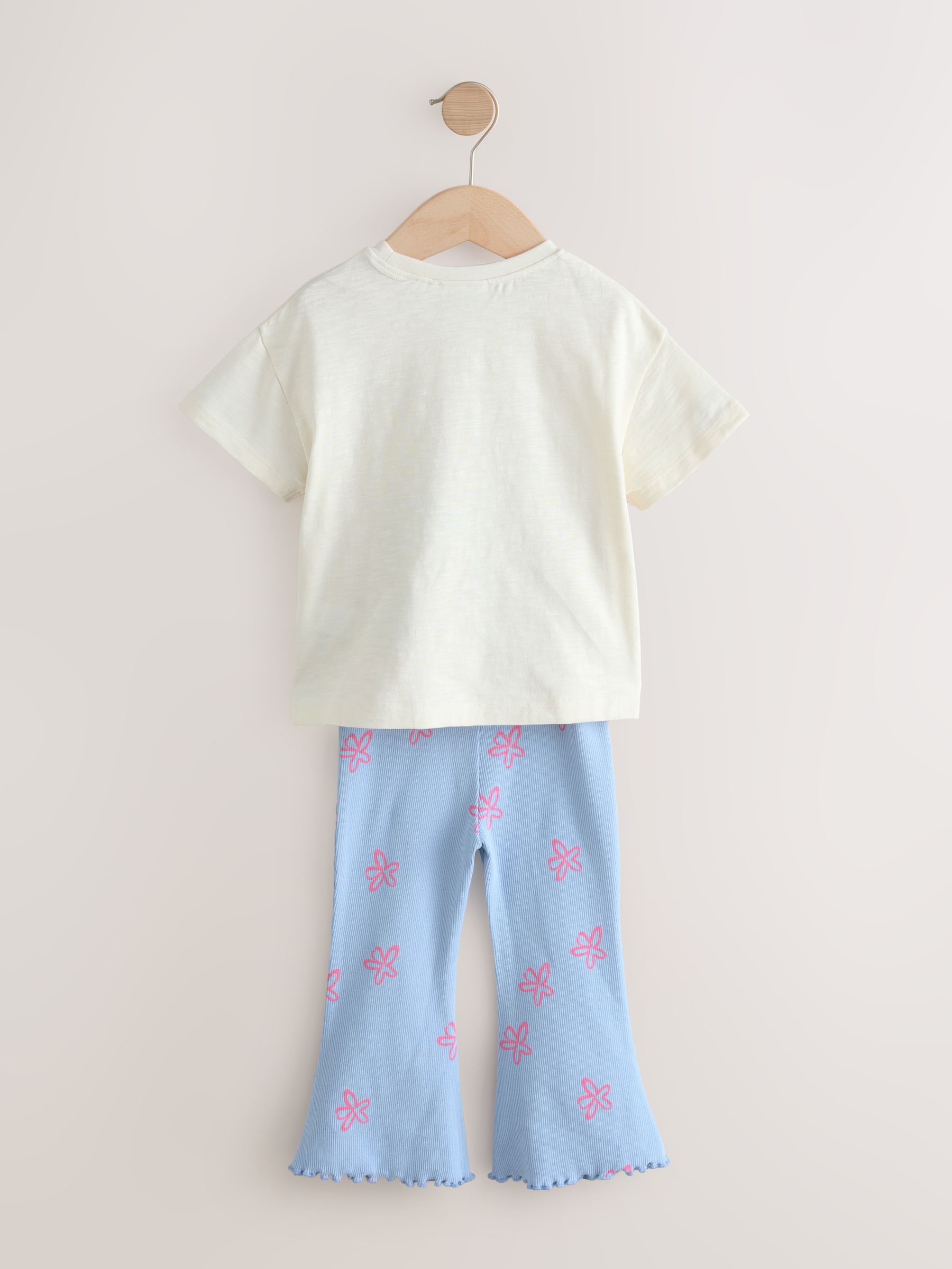 Buy Blue/Ecru Bluey Short Sleeve T Shirt and Flare Leggings Set (3mths ...