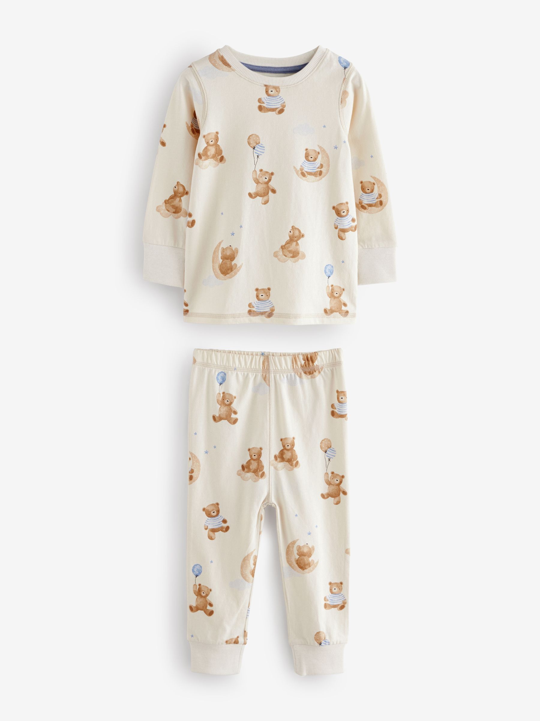 Buy Blue/Ecru Baby Bear Snuggle Pyjamas 3 Pack (9mths-6yrs) from the ...