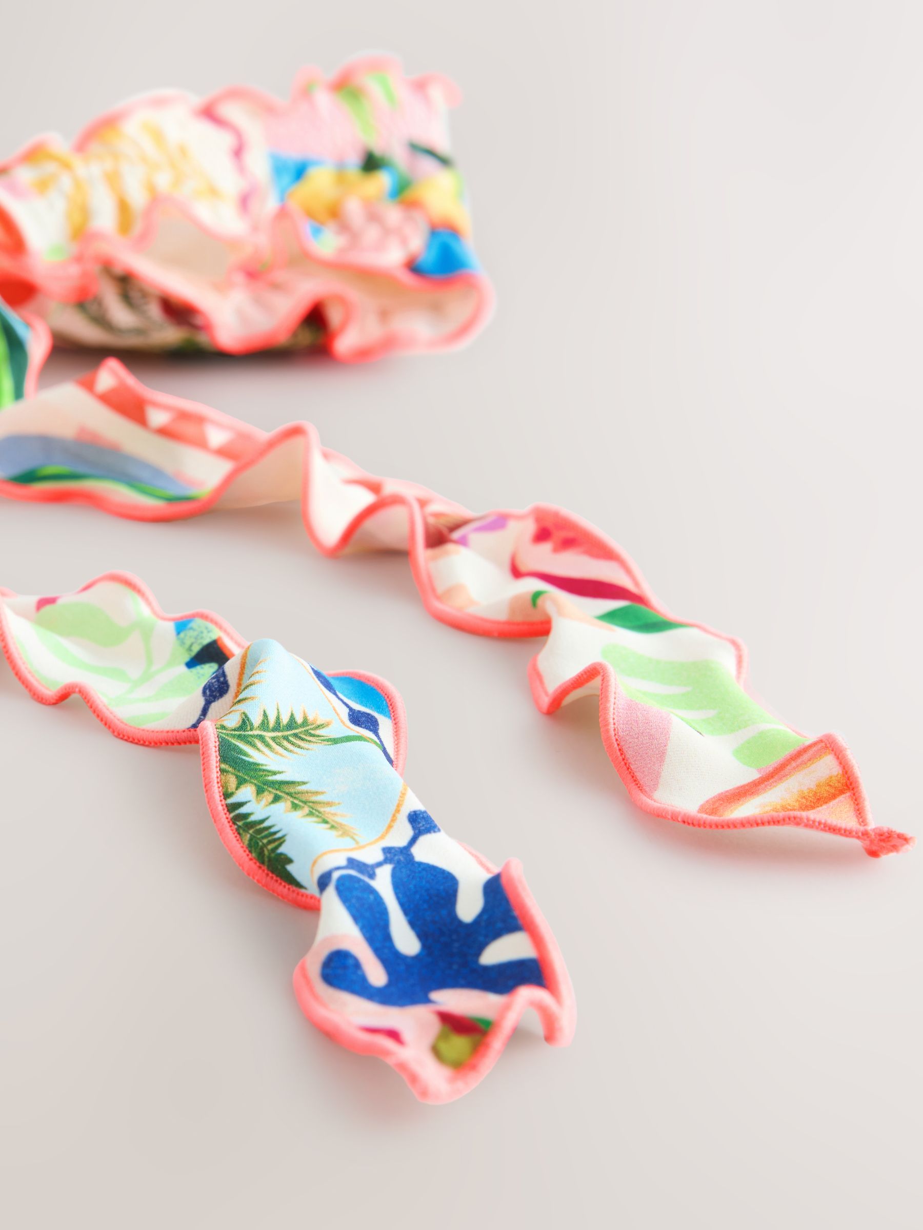 Buy Bright Fruit/Tropical Print Contrast Frill Bandeau Bikini Top from ...