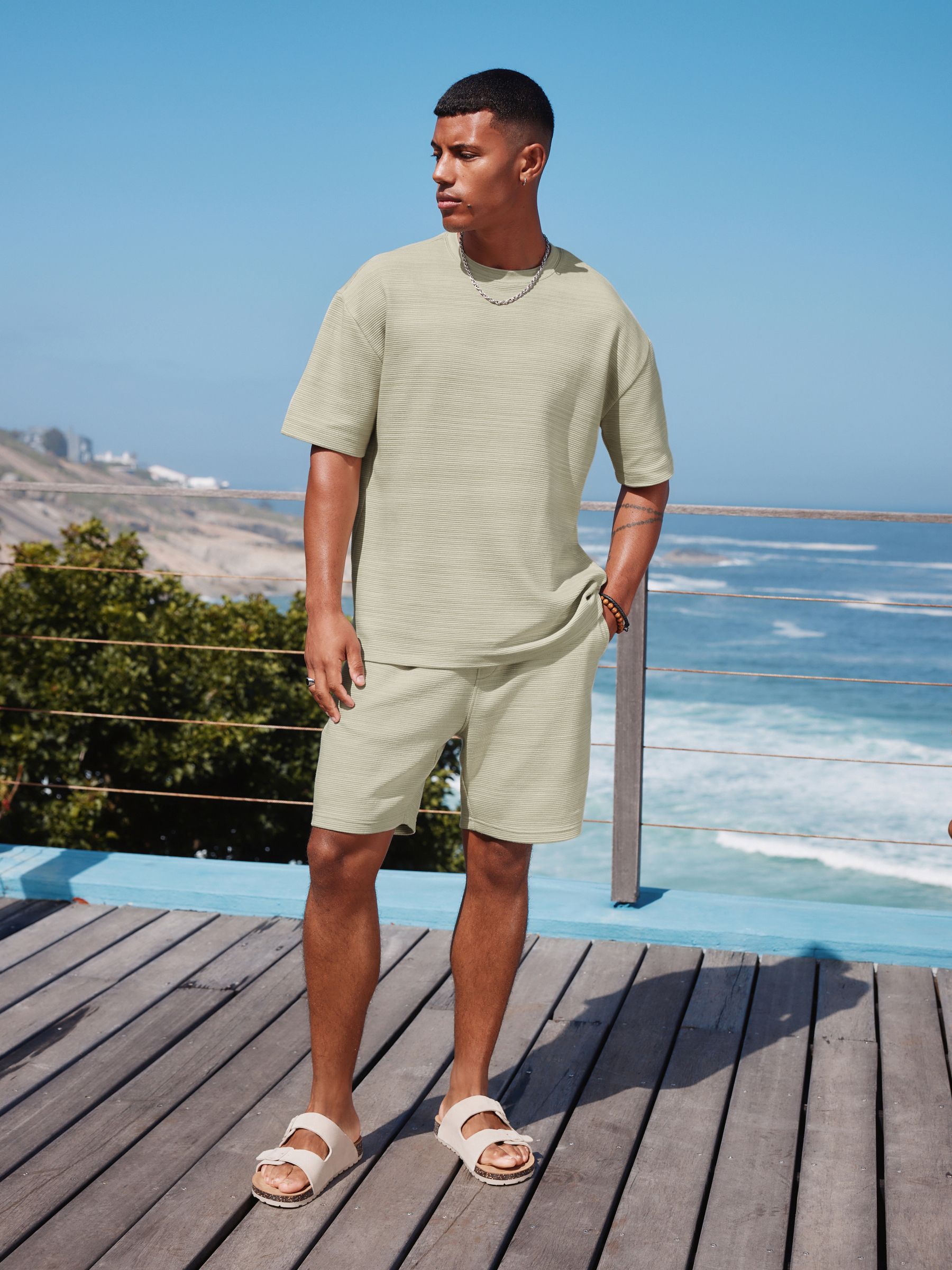 Buy Green Single Relaxed Fit Ottoman Texture T-Shirt from the Next UK ...