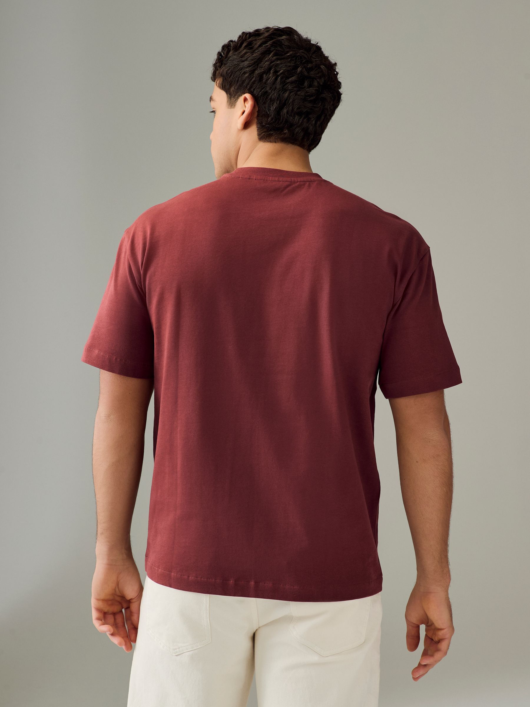 Buy Ecru White/Green/Rust Red Relaxed Fit Heavyweight T-Shirts 3 Pack ...