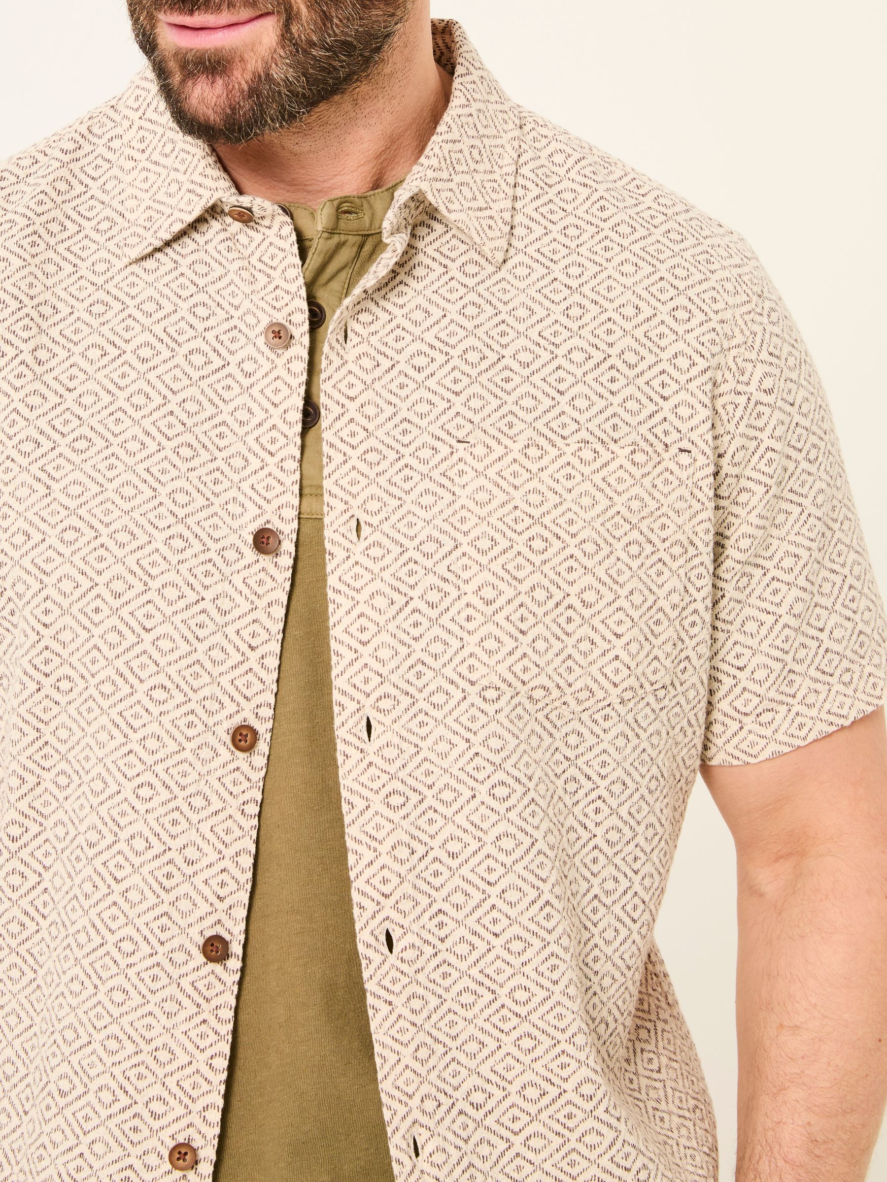 Buy FatFace Natural Short Sleeve Diamond Tile Print Shirt from the Next ...