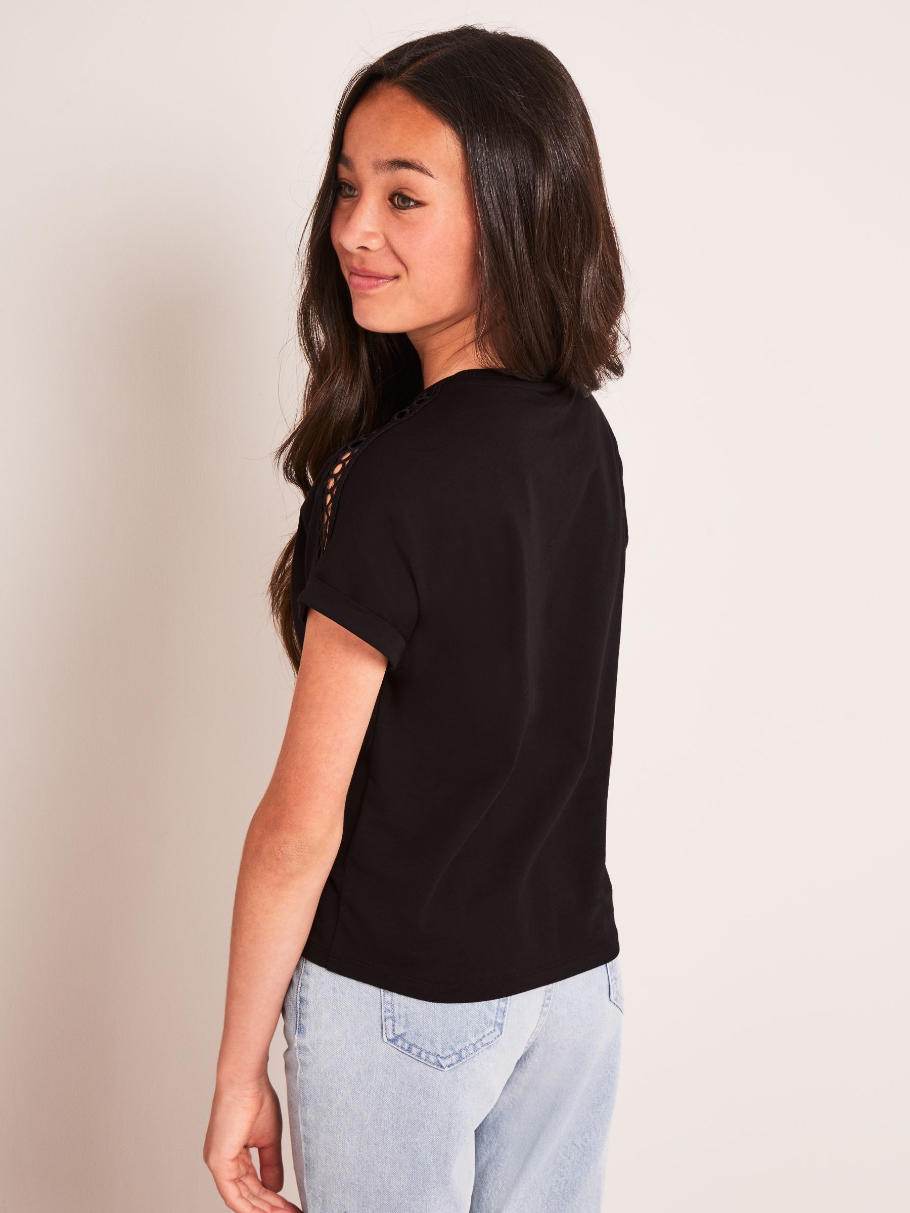 Buy Lipsy Black 100% Cotton Shoulder Trim Top (5-16yrs) (5-16yrs) from ...