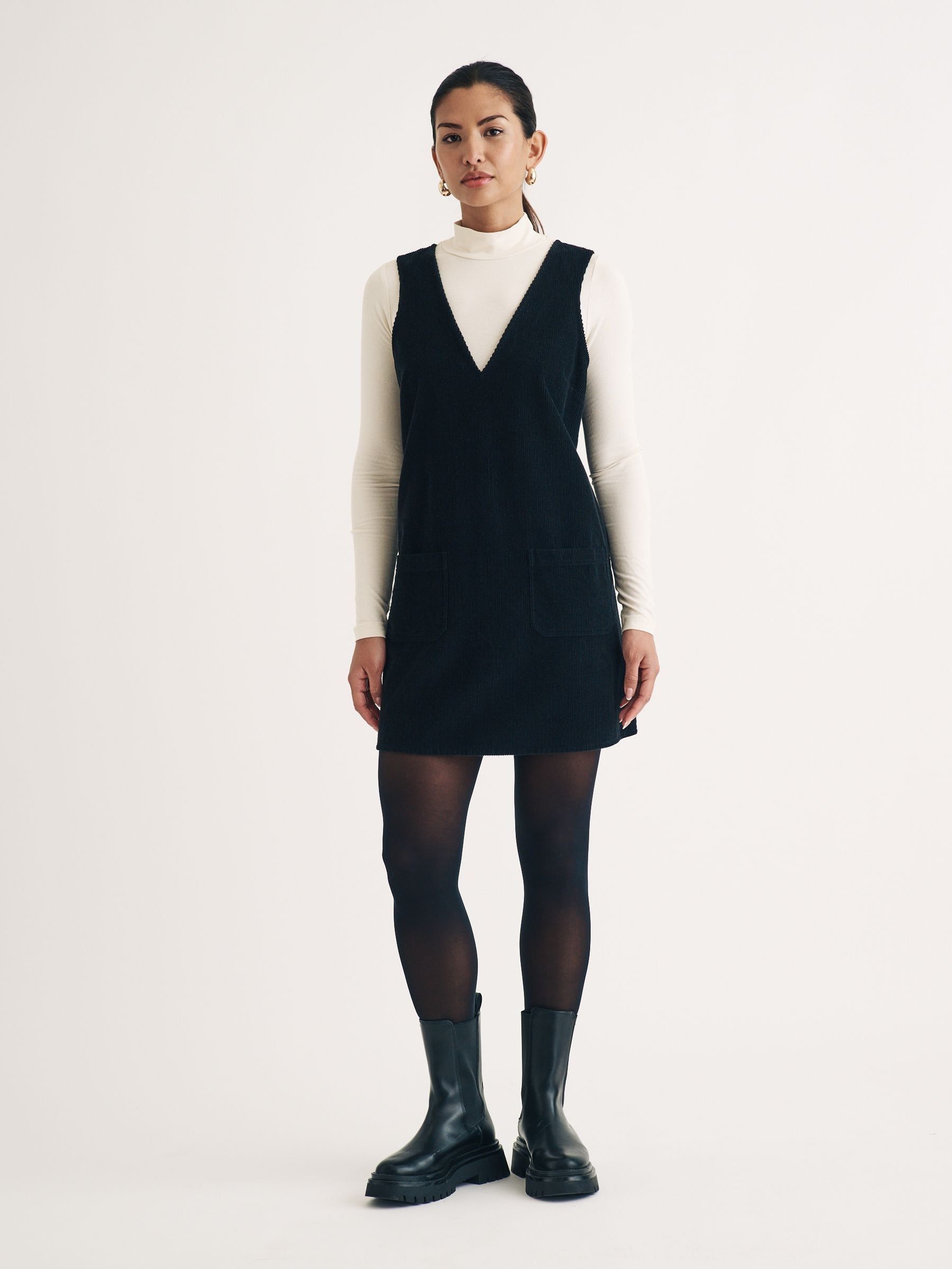 Buy Nobodys Child Black Piper Pinny Corduroy Mini Dress from the Next ...