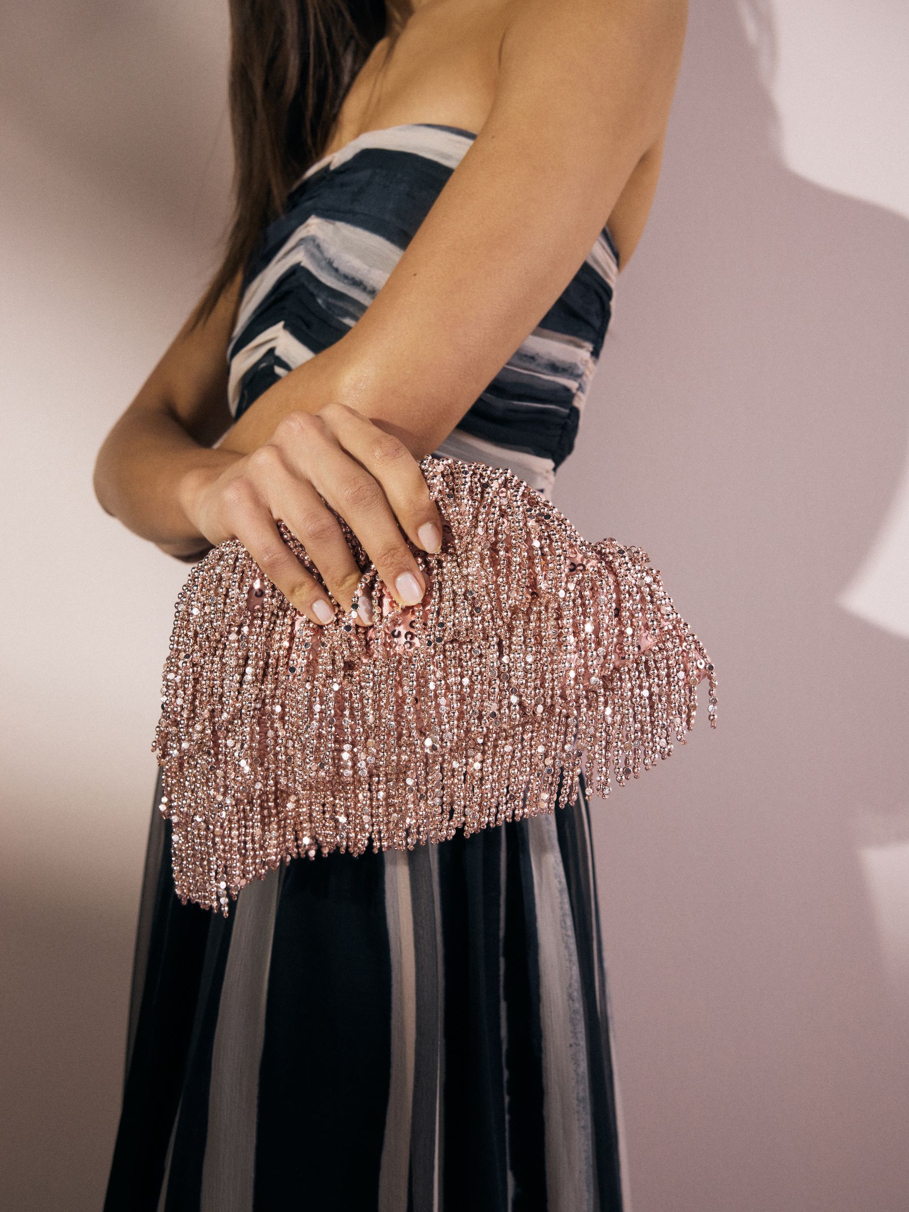 Buy Pink Fringe Beaded Clutch Bag from the Next UK online shop