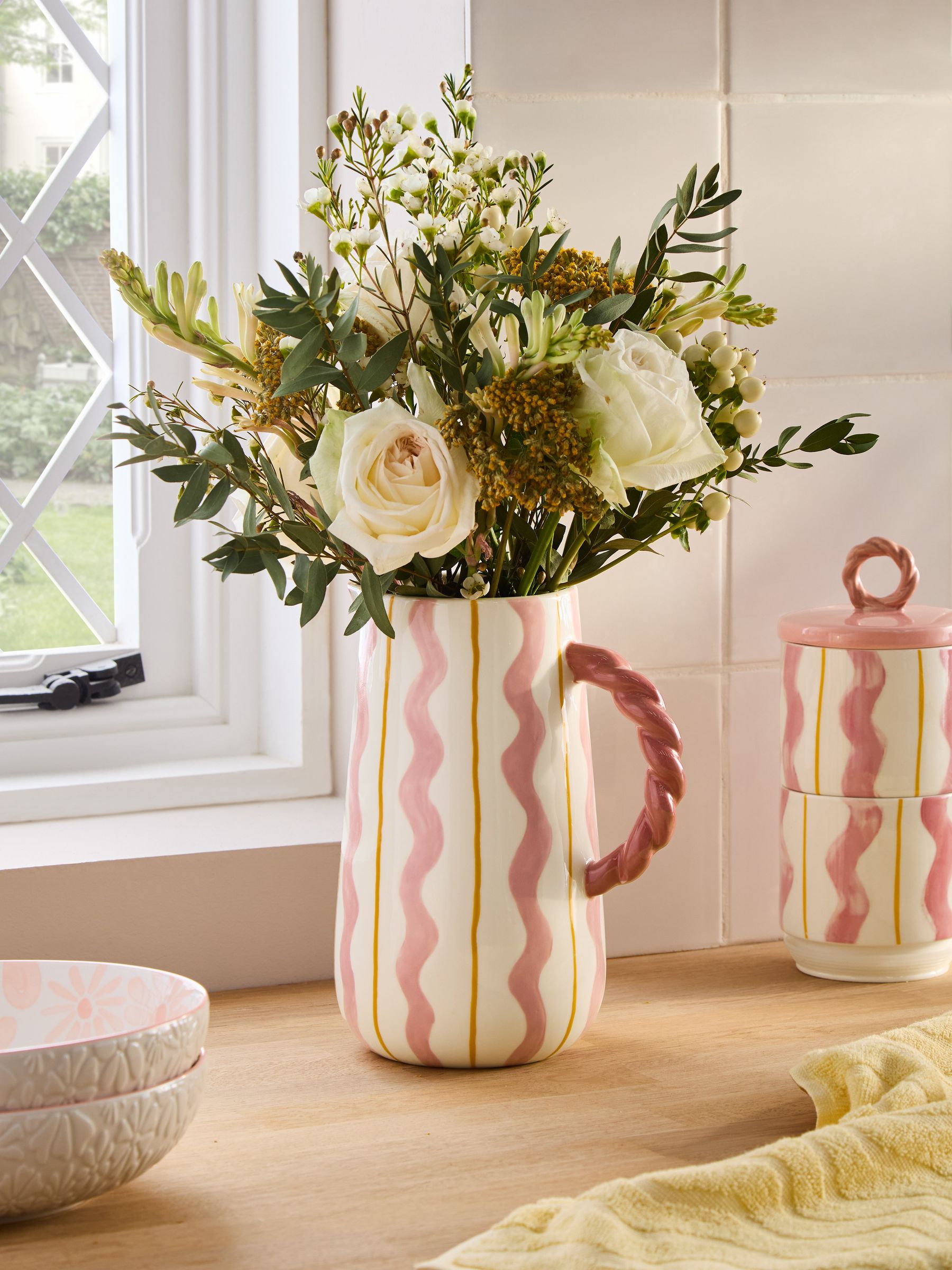 Buy Pink/White Twist Handle Painted Ceramic Jug Vase from the Next UK ...