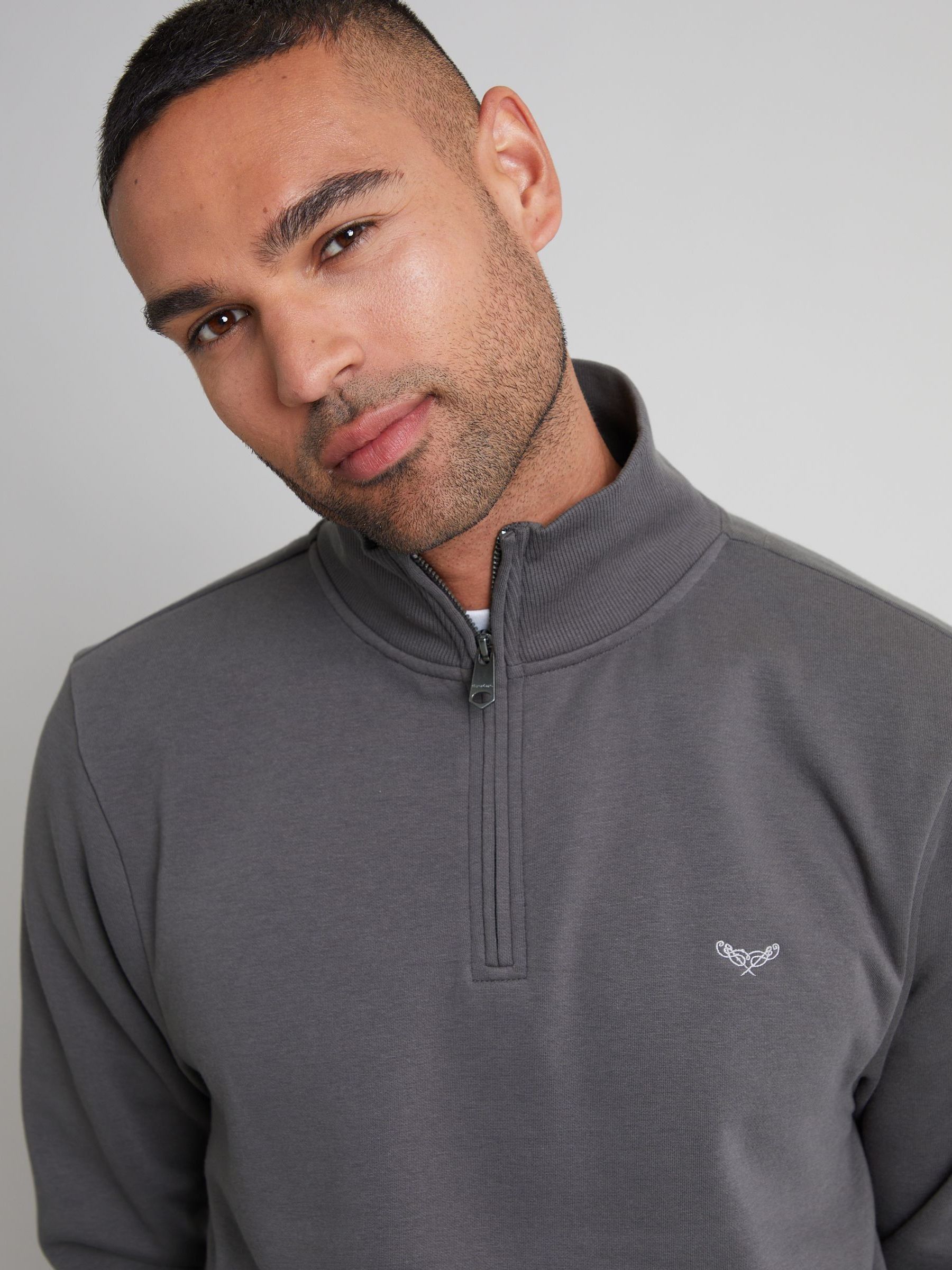 Buy Threadbare Slate Quarter Zip Neck Sweatshirt from the Next UK ...
