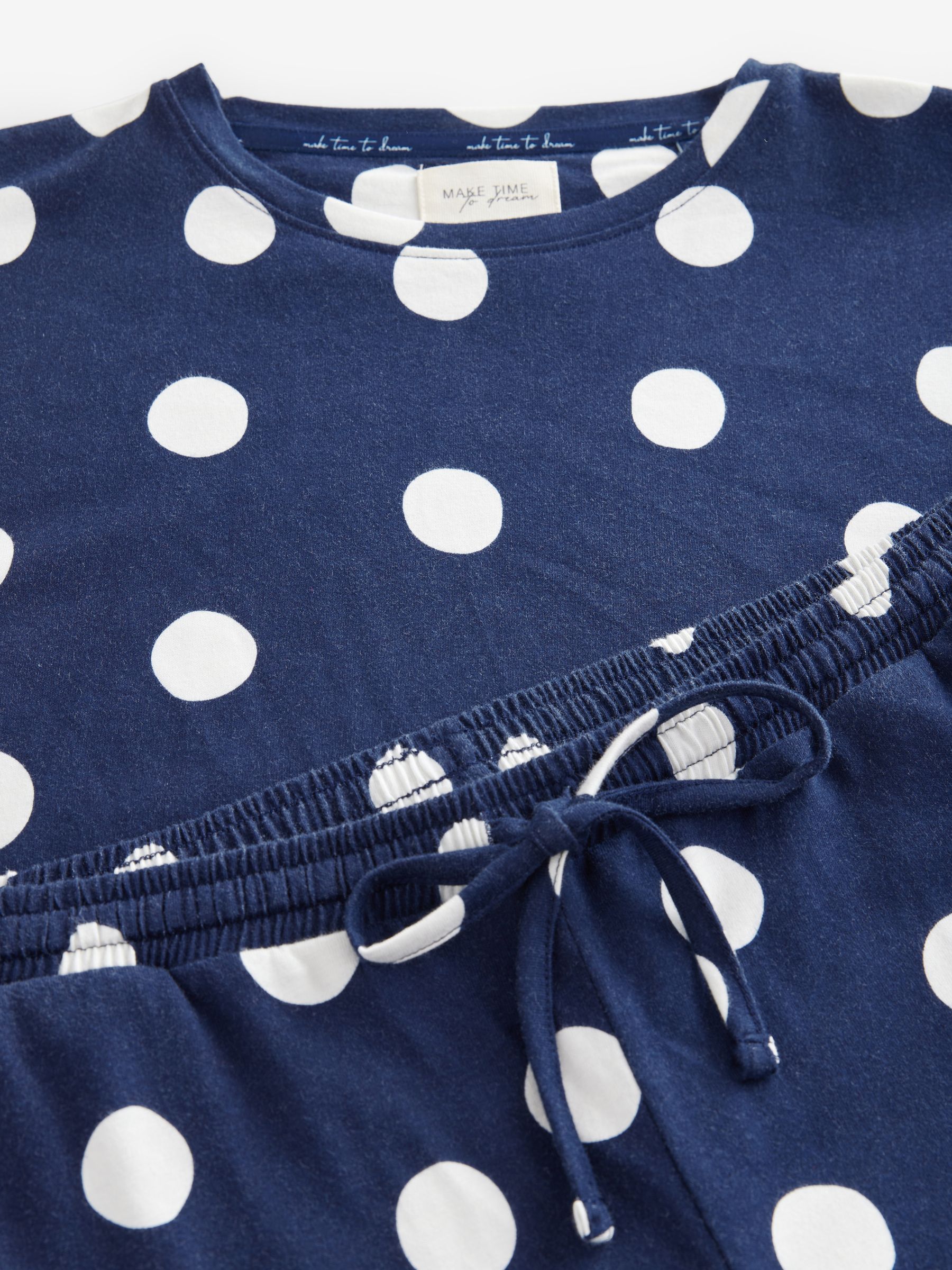 Buy Navy Blue Spot 100% Cotton Long Sleeve Pyjamas from the Next UK ...