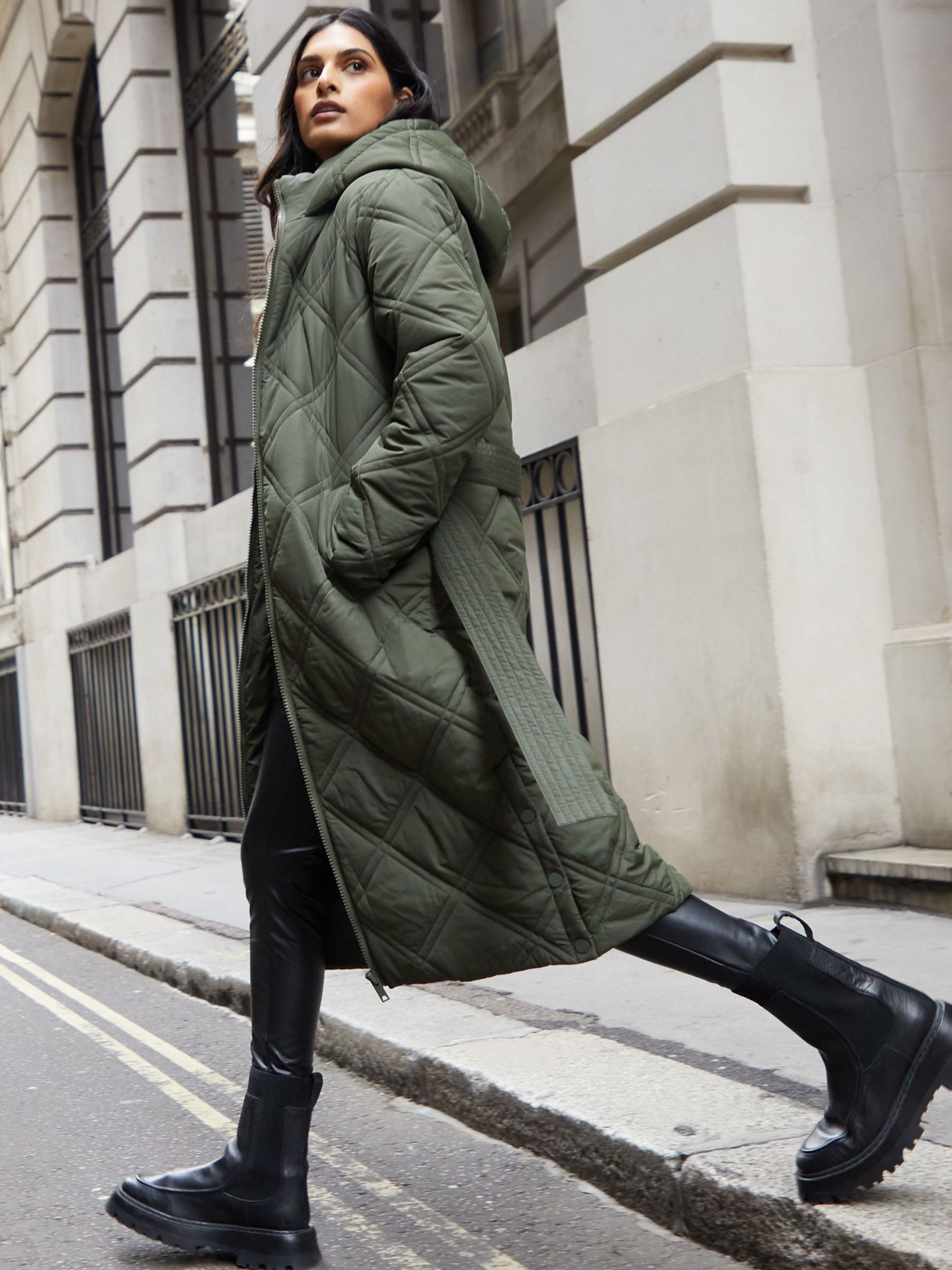 Buy Threadbare Green Belted Diamond Quilt Coat from the Next UK online shop