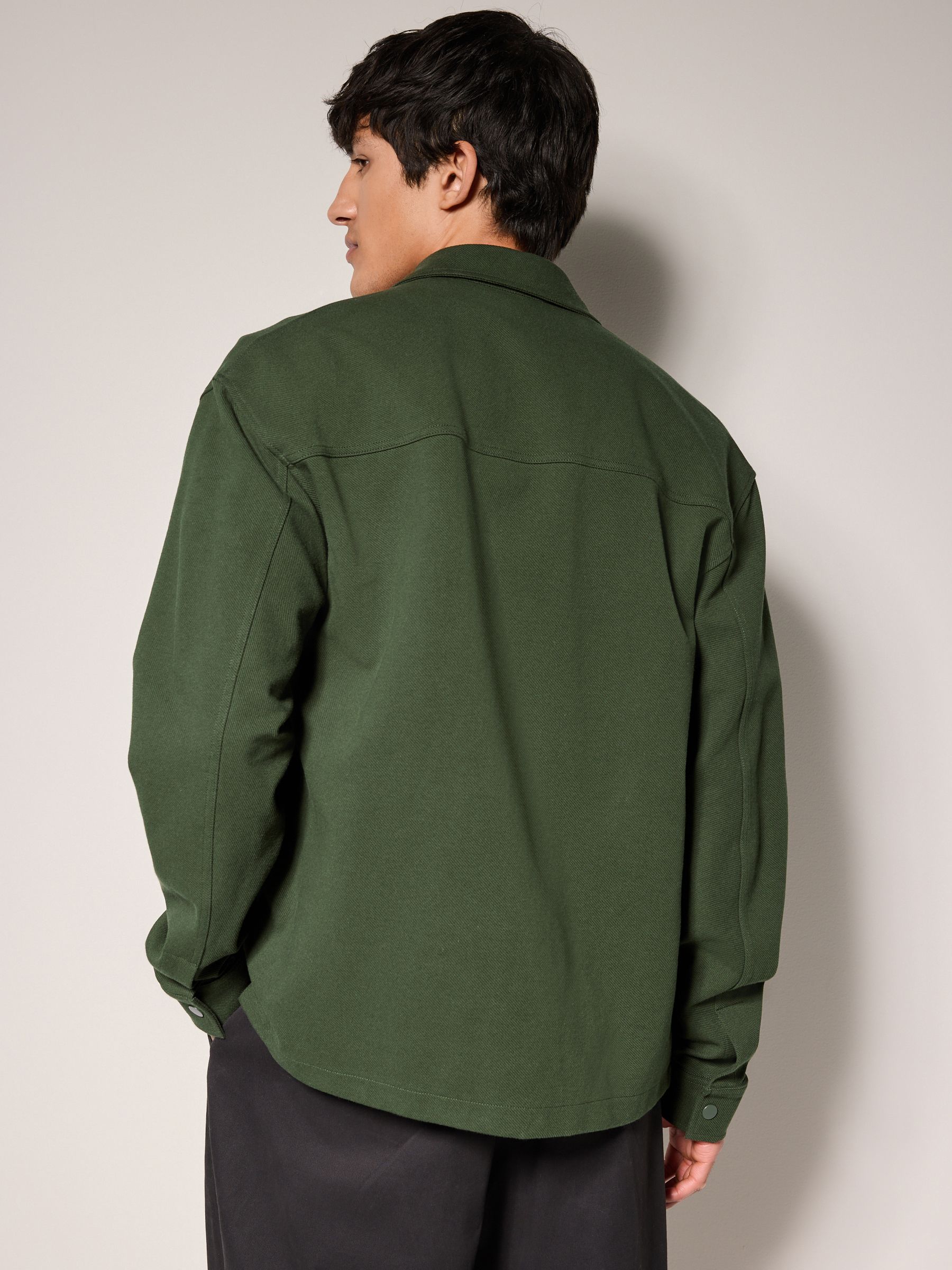Buy Dark Green Jersey Twill Popper Shacket from the Next UK online shop