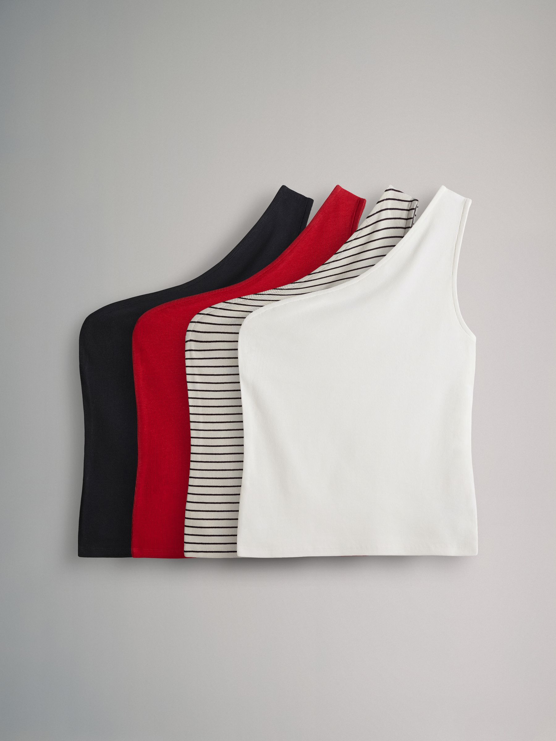 Buy The Set Black/Cream/Berry Red/Ecru Stripe 4 Pack RIbbed One ...