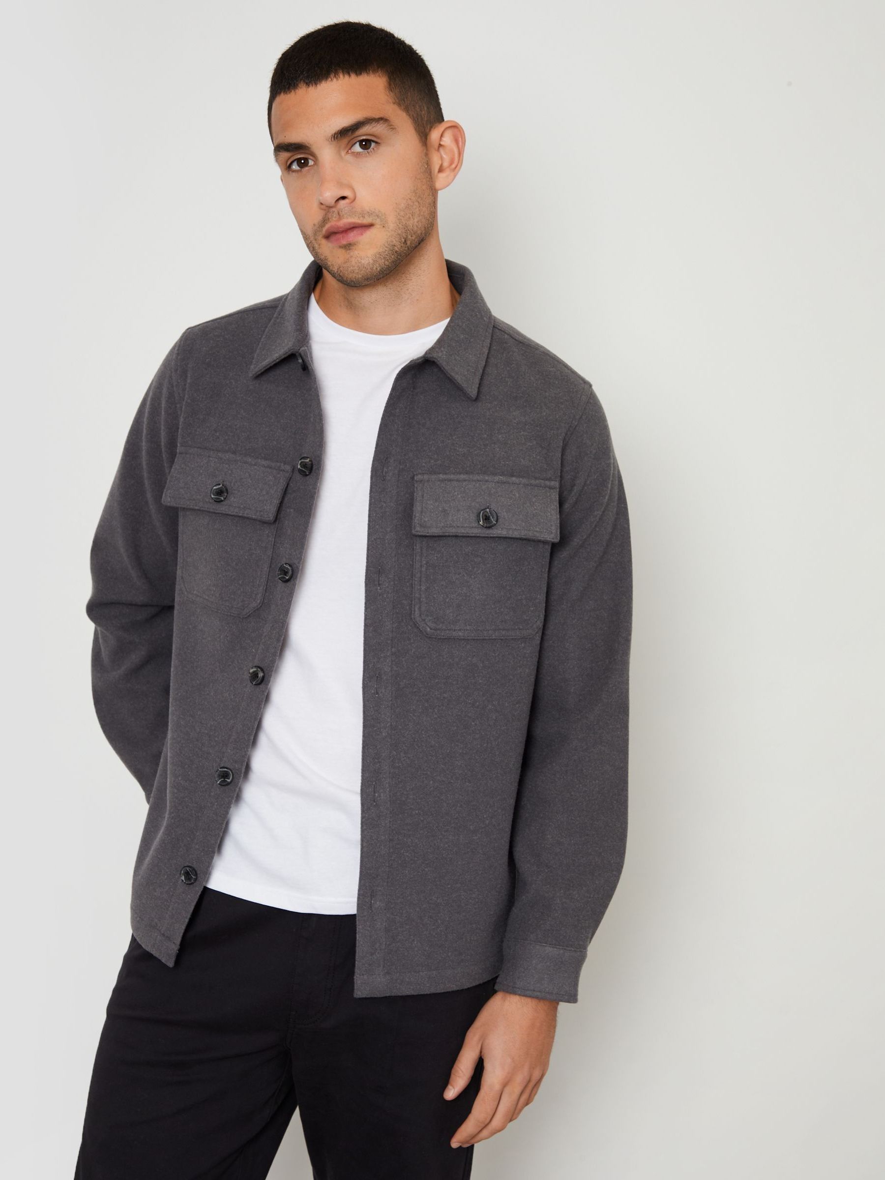 Buy Threadbare Grey Faux Fur Wool Button Up Shacket from the Next UK ...
