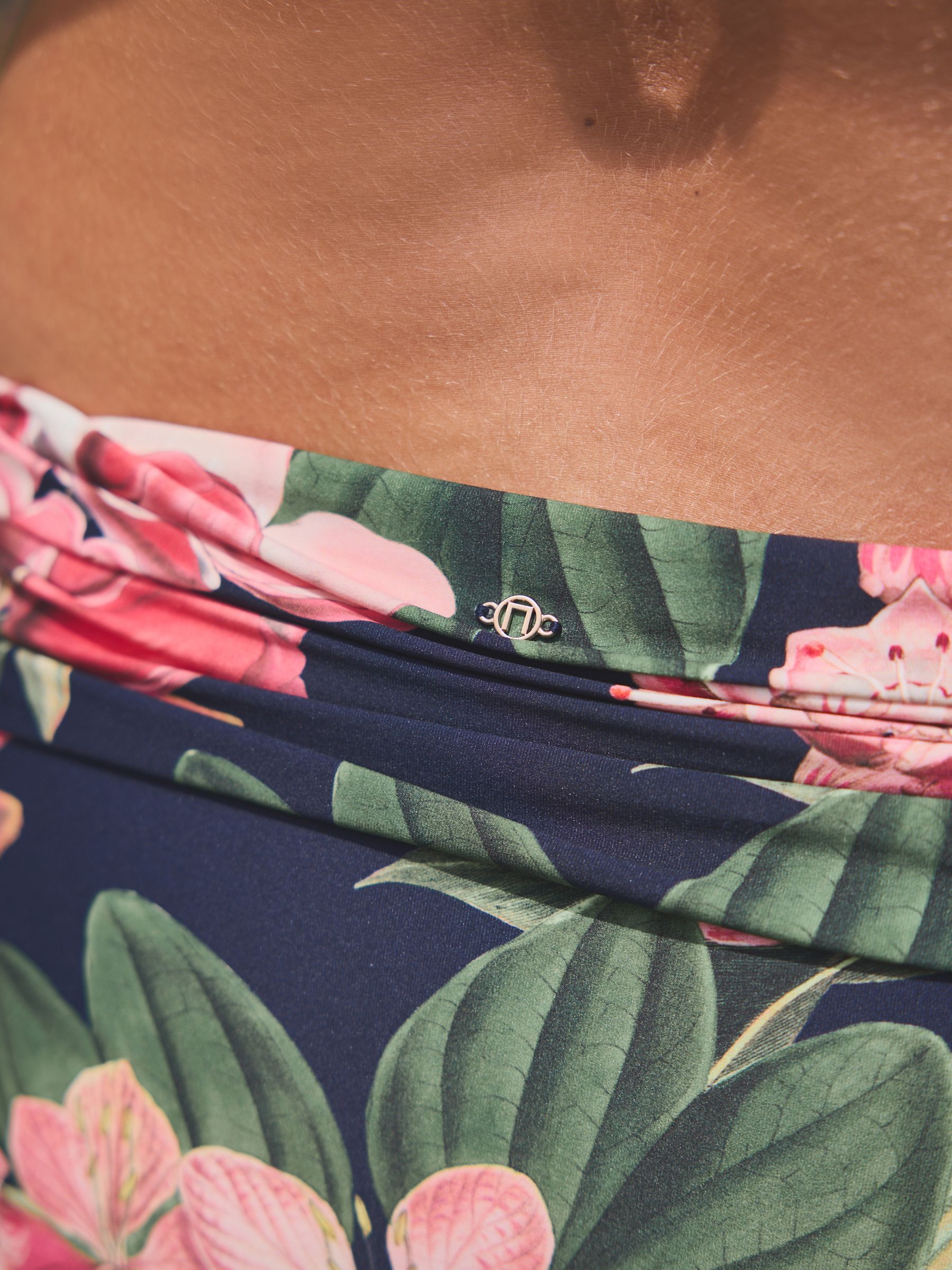 Buy Kew Collection Navy/Pink Floral Roll Top Bikini Bottoms from the ...