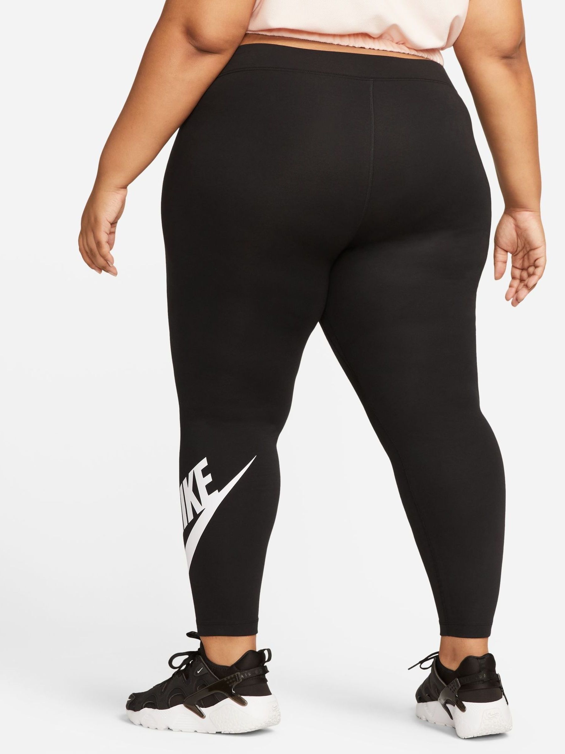 Buy Nike Black Curve Sportswear Classics High-Waisted Graphic Leggings ...